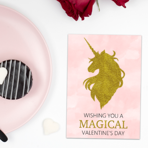 Valentine Unicorn Cards - Free Printable - Strawberry and Hearts