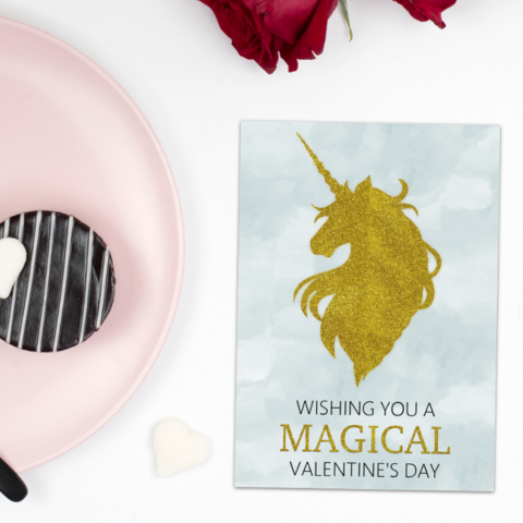 Valentine Unicorn Cards - Free Printable - Strawberry and Hearts