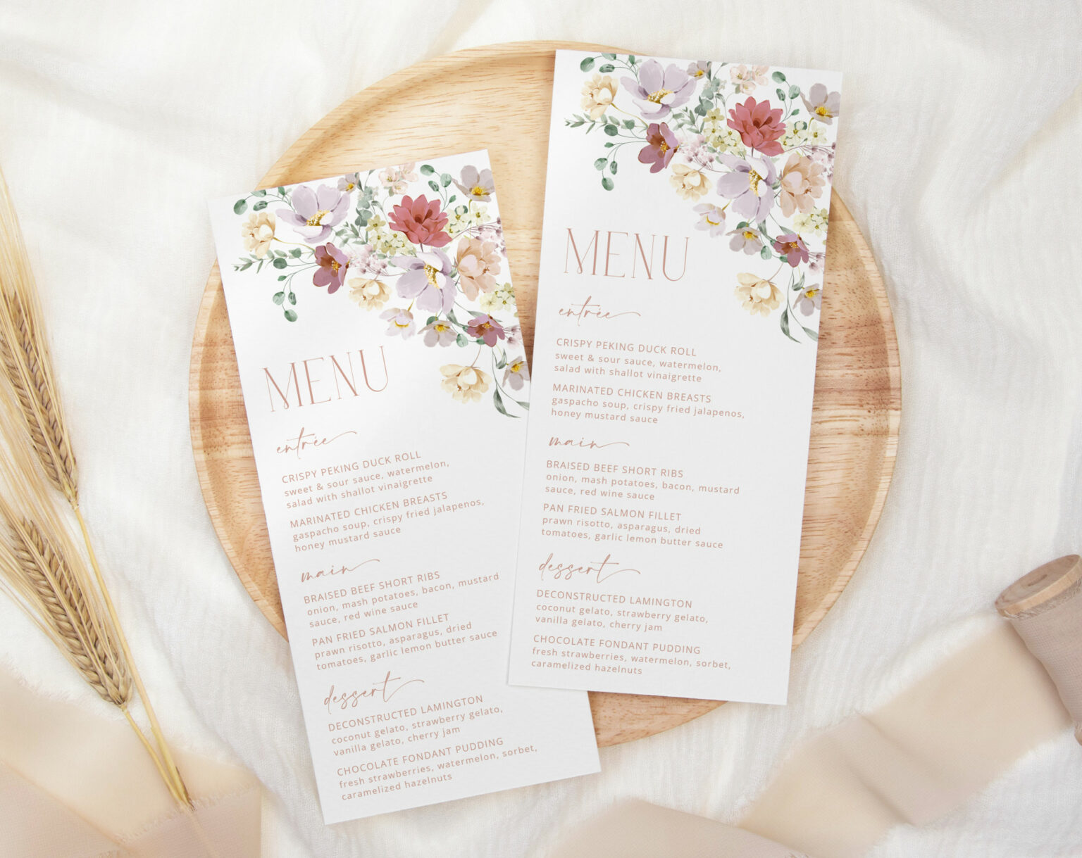 Colorful Flowers Menu - Bridal Shower Stationery