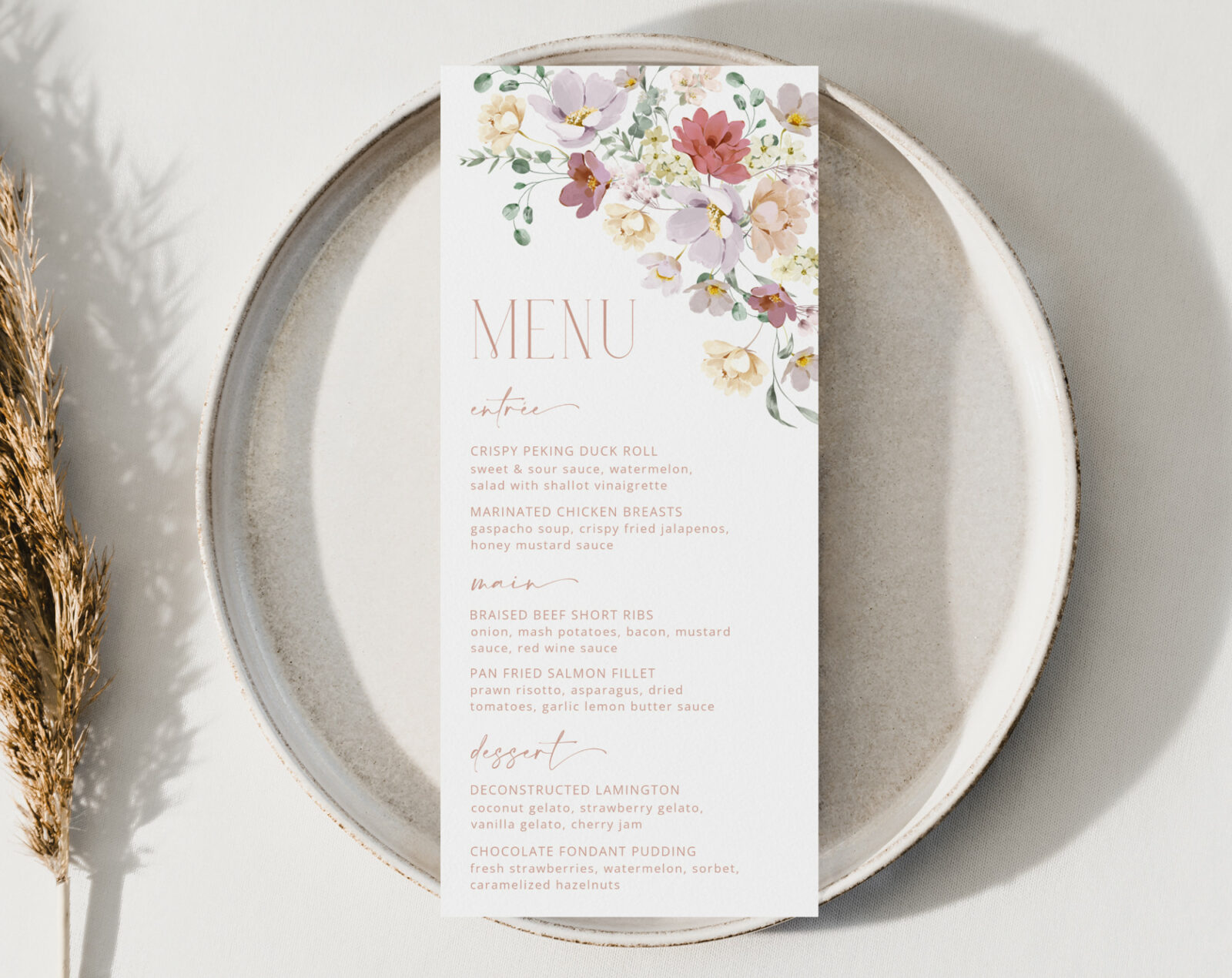 Colorful Flowers Menu - Bridal Shower Stationery