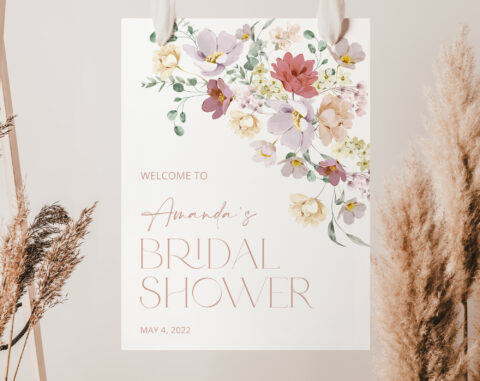 Colorful Flowers Welcome Sign - Bridal Shower Sign - Party Sign