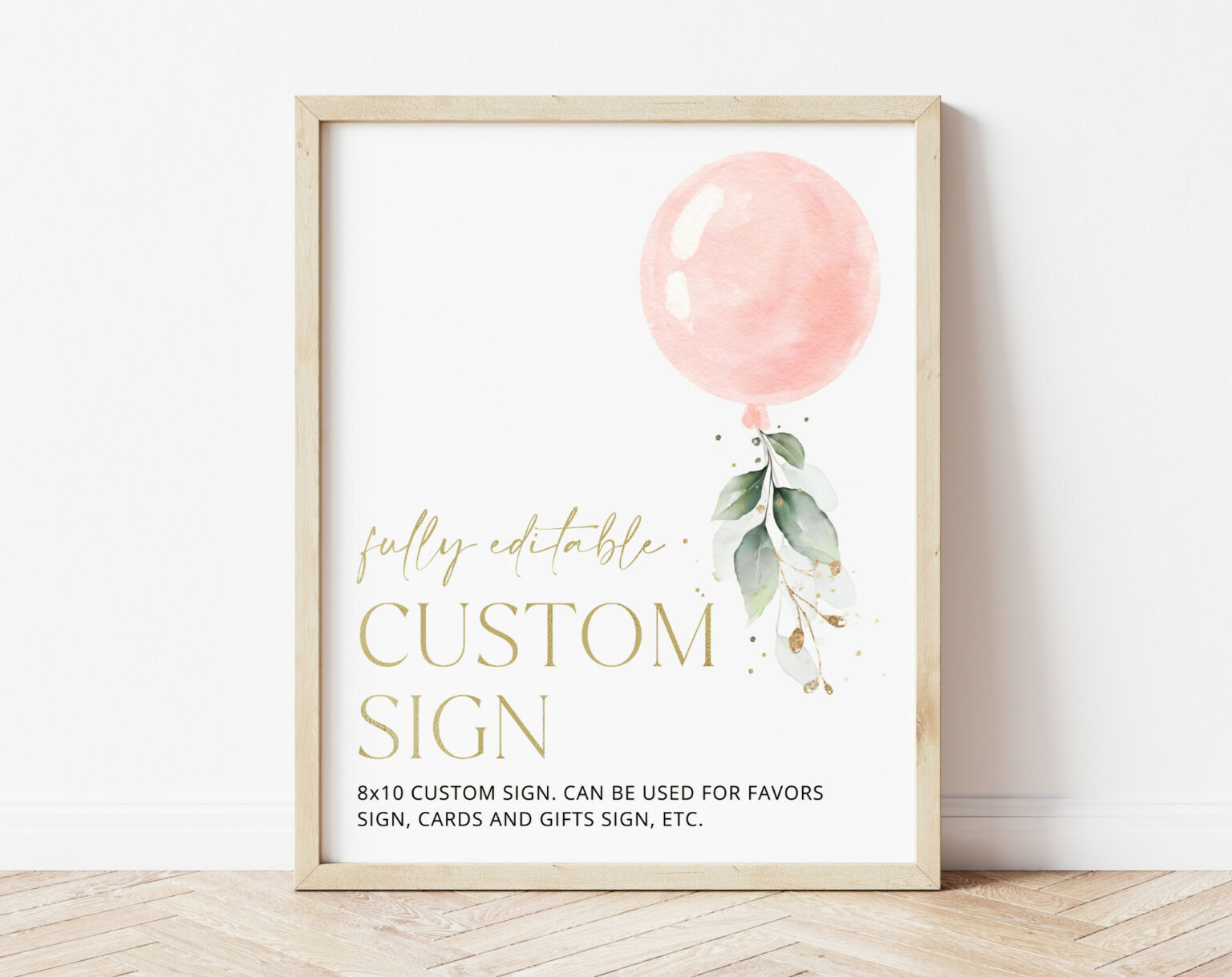 Pink Balloon Custom Sign - Baby Shower Sign - Party Sign