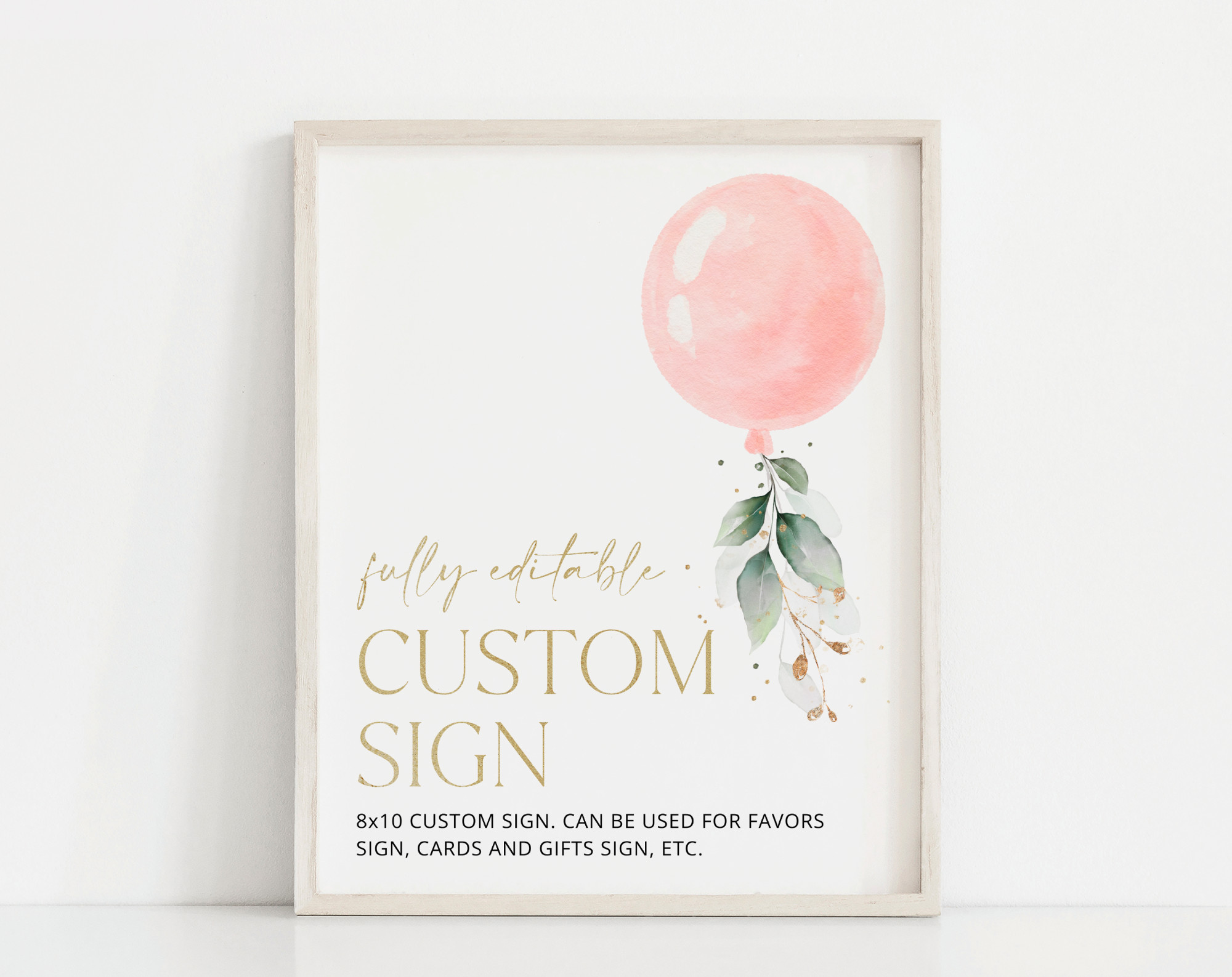 Pink Balloon Custom Sign - Baby Shower Sign - Party Sign