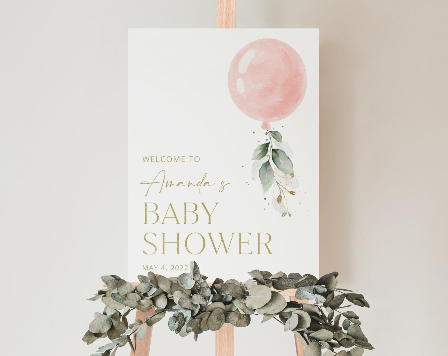 Pink Balloon Welcome Sign - Baby Shower Sign - Party Sign