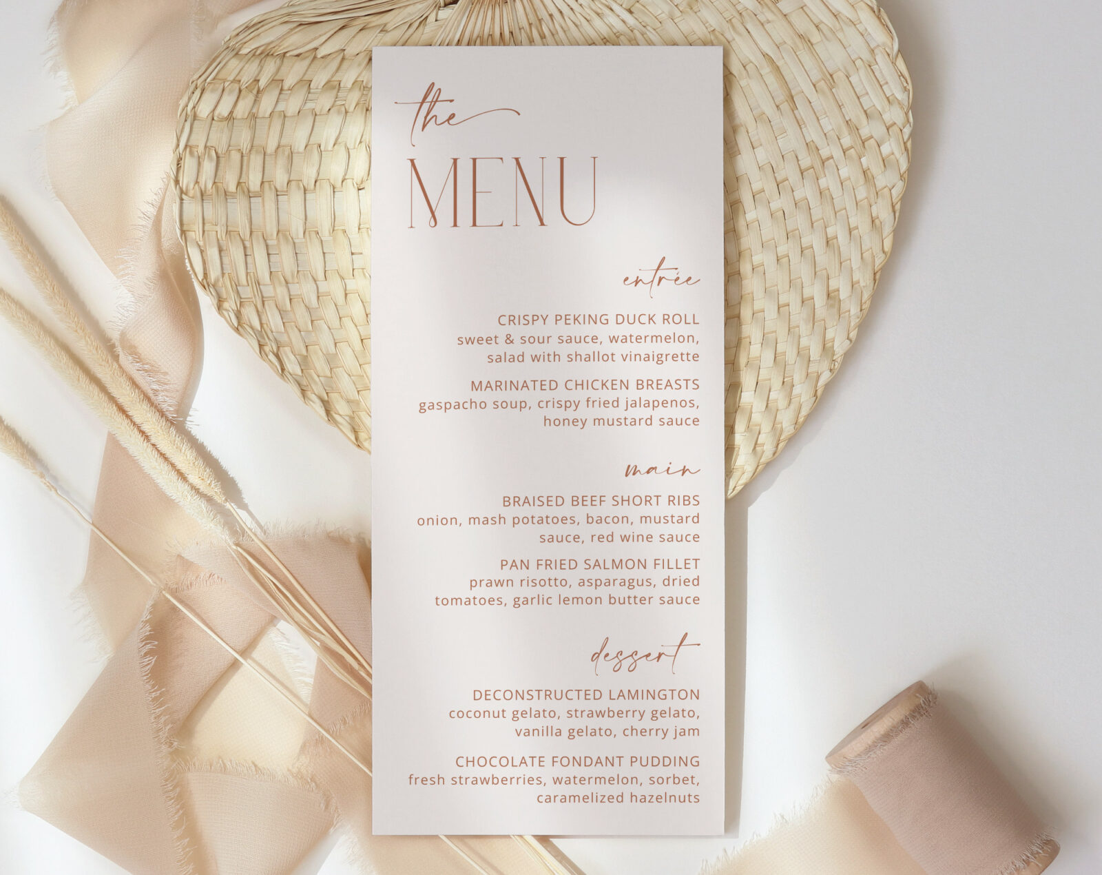Minimal Boho Menu - Bridal Shower Stationery