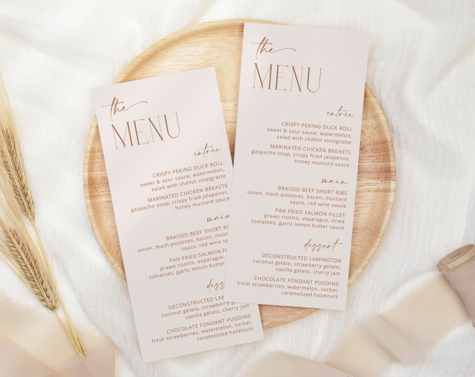 Minimal Boho Menu - Bridal Shower Stationery