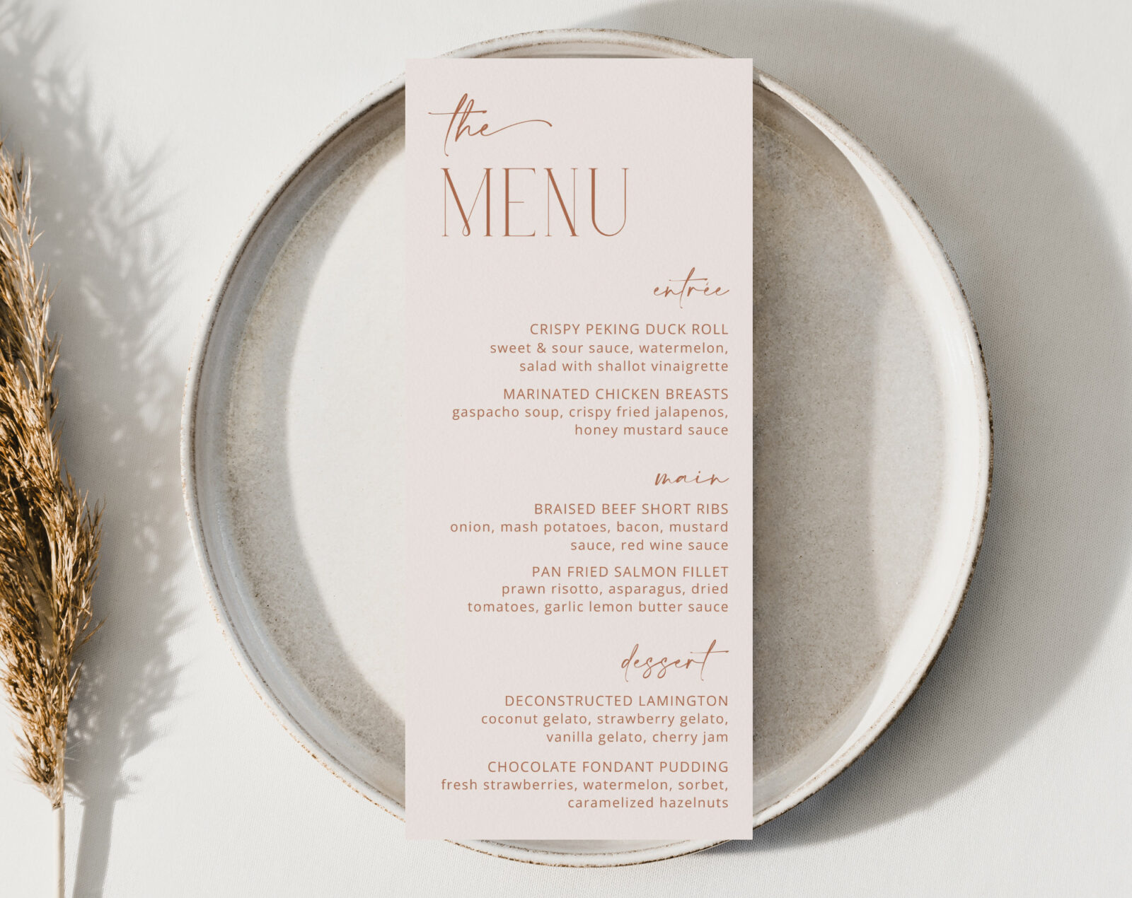 Minimal Boho Menu - Bridal Shower Stationery