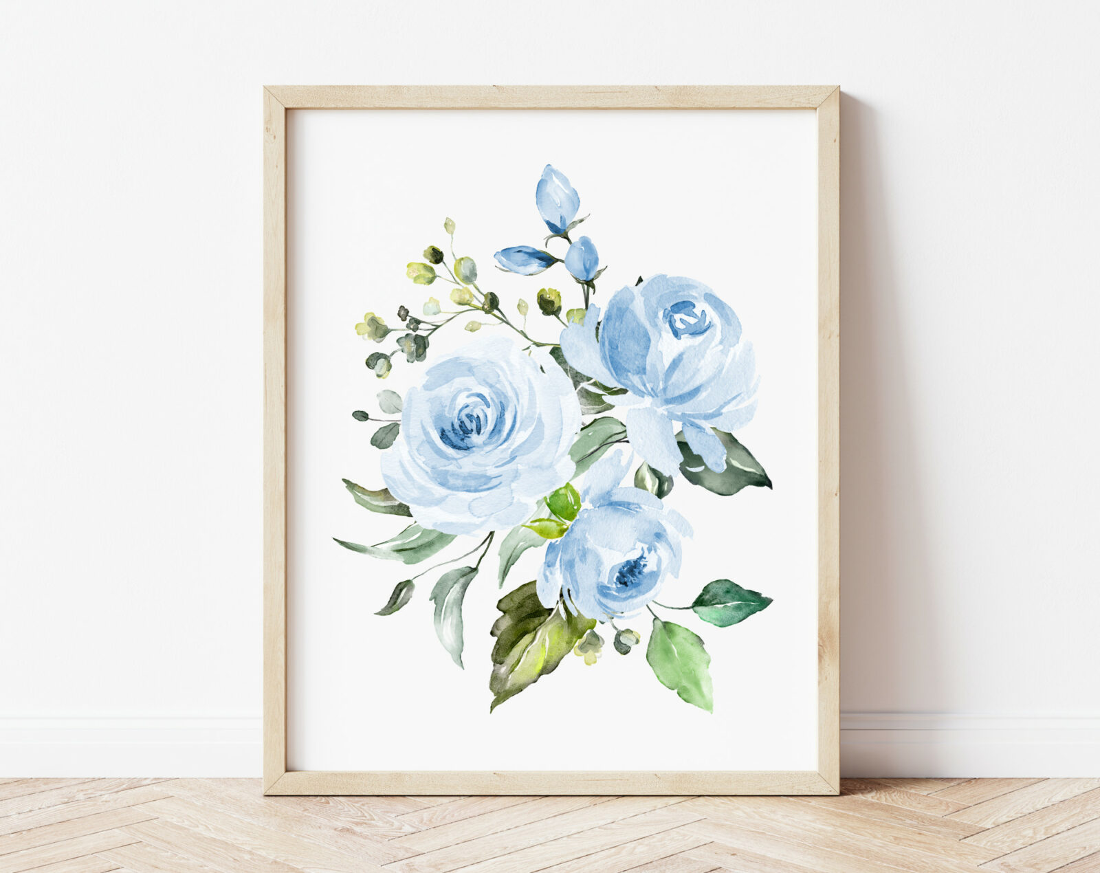 Blue Flowers Nursery Prints - Set of 3 - Nursery Wall Art Decor
