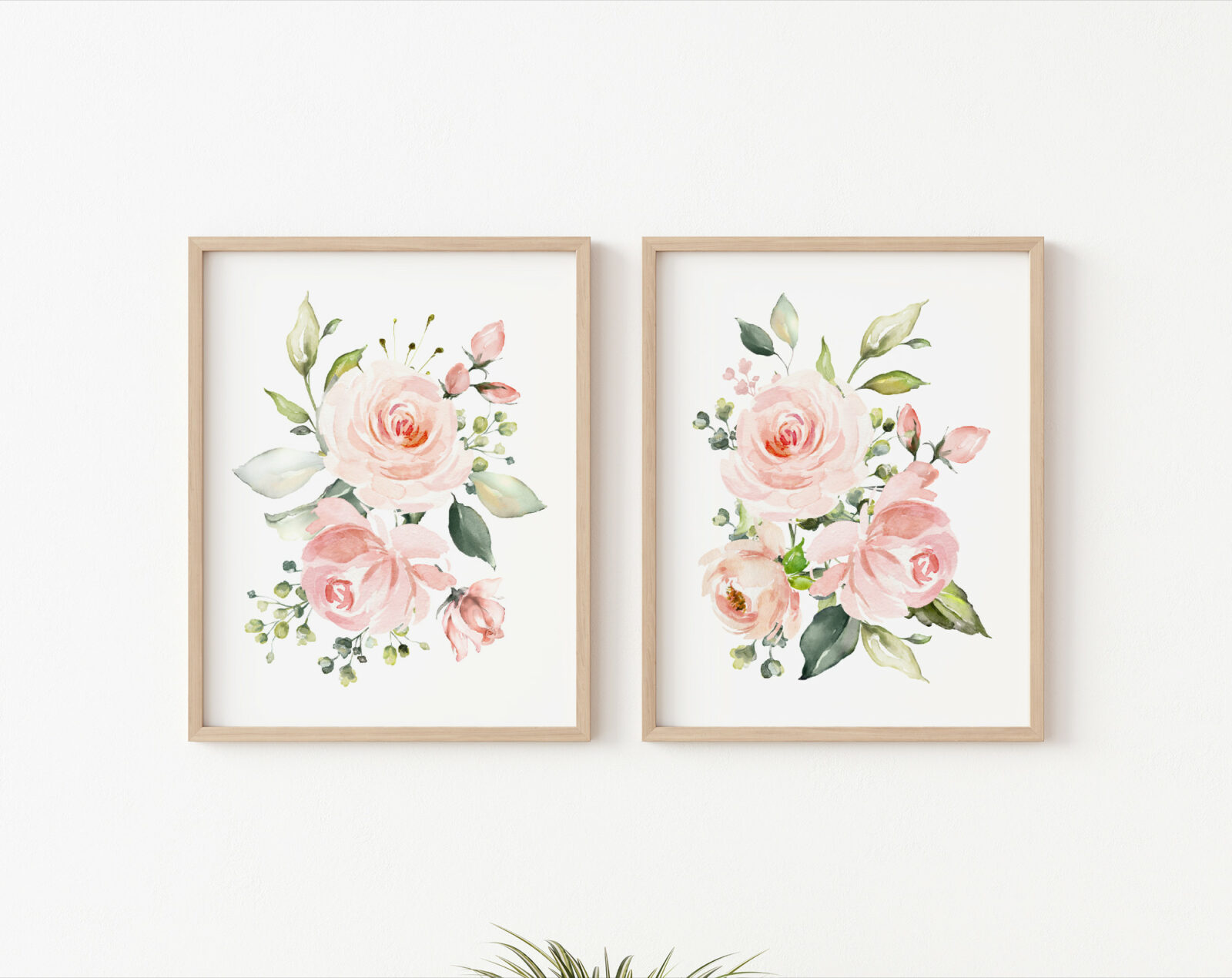 Pink Flowers Nursery Prints - Set of 2 - Nursery Wall Art Decor