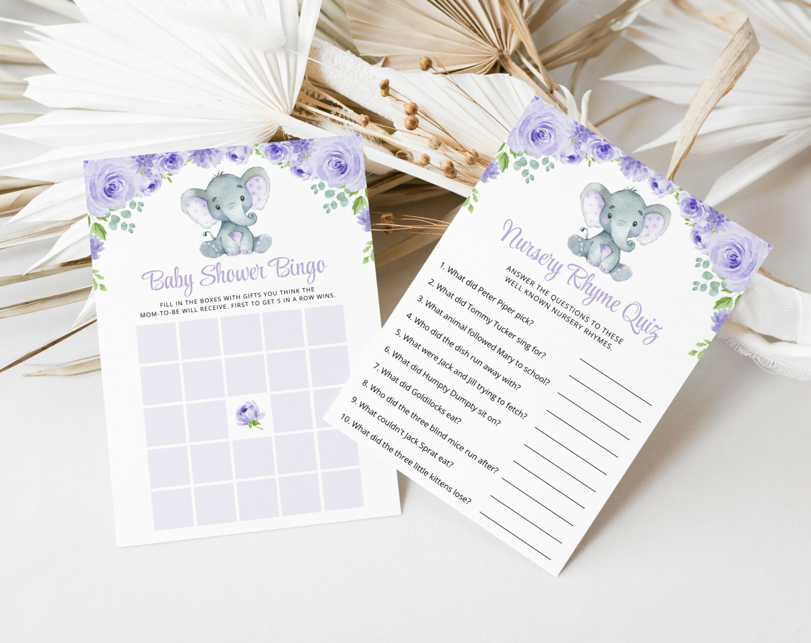 Cute Elephant Baby Shower Games Bundle - Set of 35 Games