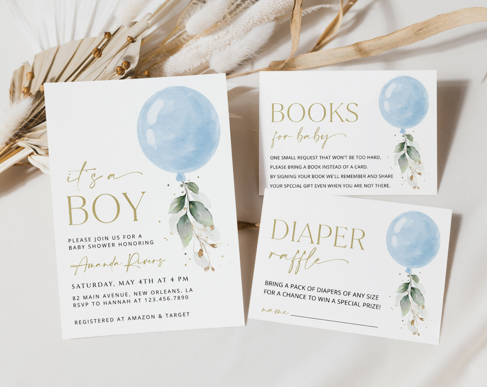 Blue Balloon Baby Shower Invitation Suite - Shower Stationery