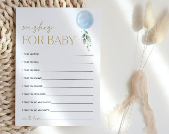 Blue Balloon Baby Shower Games - Set of 3 Games