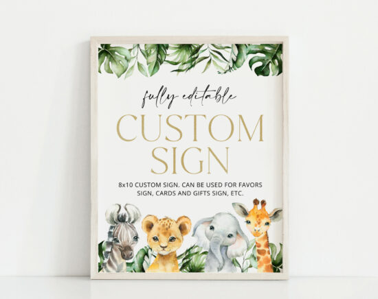Jungle Animals Custom Sign - First Birthday - Birthday Sign