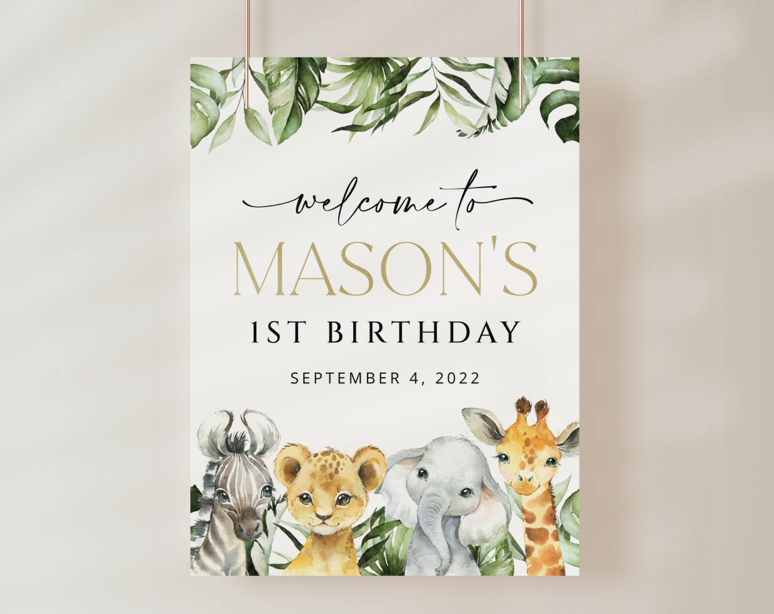Jungle Animals Custom Sign - First Birthday - Birthday Sign