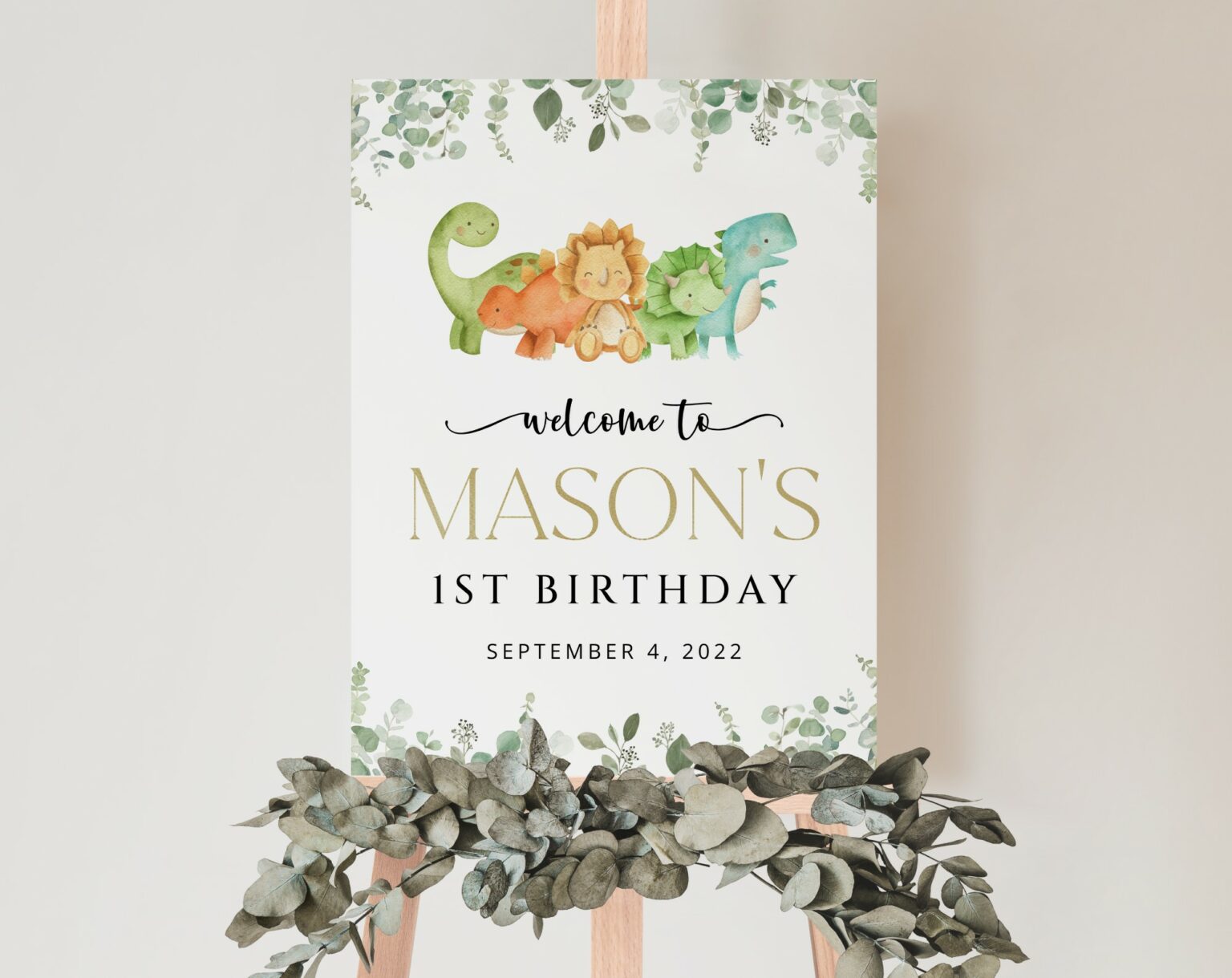 Cute Dinosaurs Welcome Sign - First Birthday - Birthday Sign
