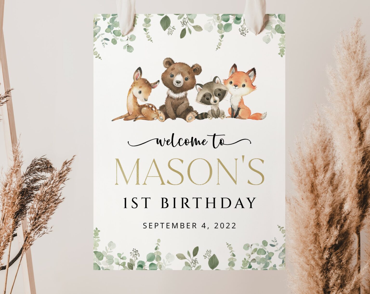 Forest Animals Welcome Sign - First Birthday - Birthday Sign