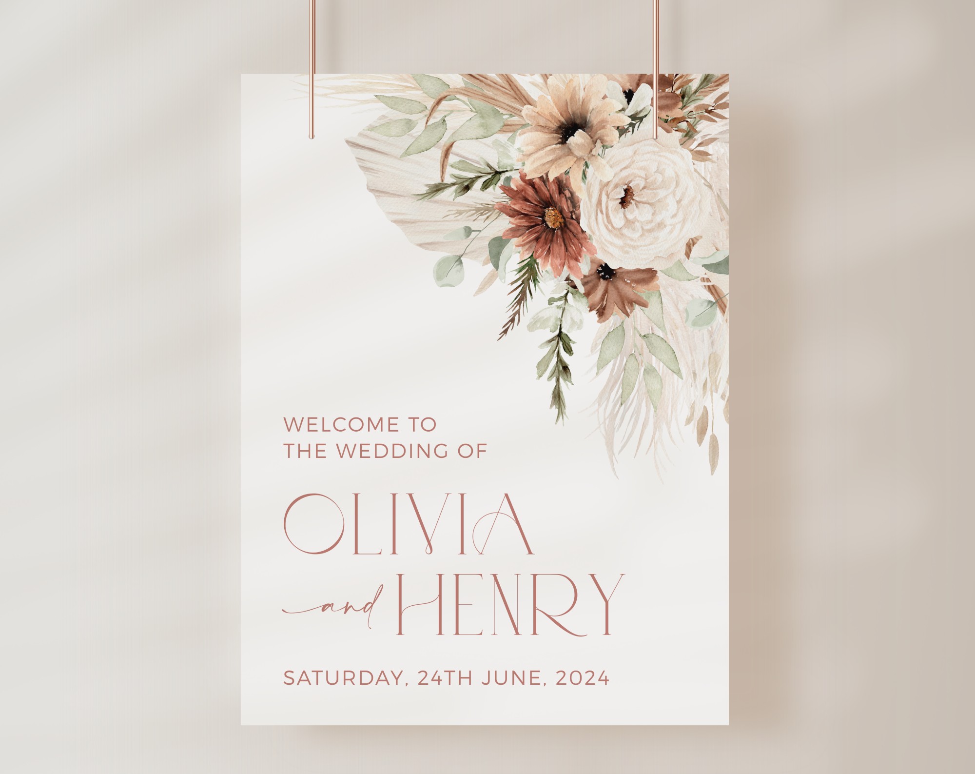 Boho Flowers Welcome Sign - Wedding Sign