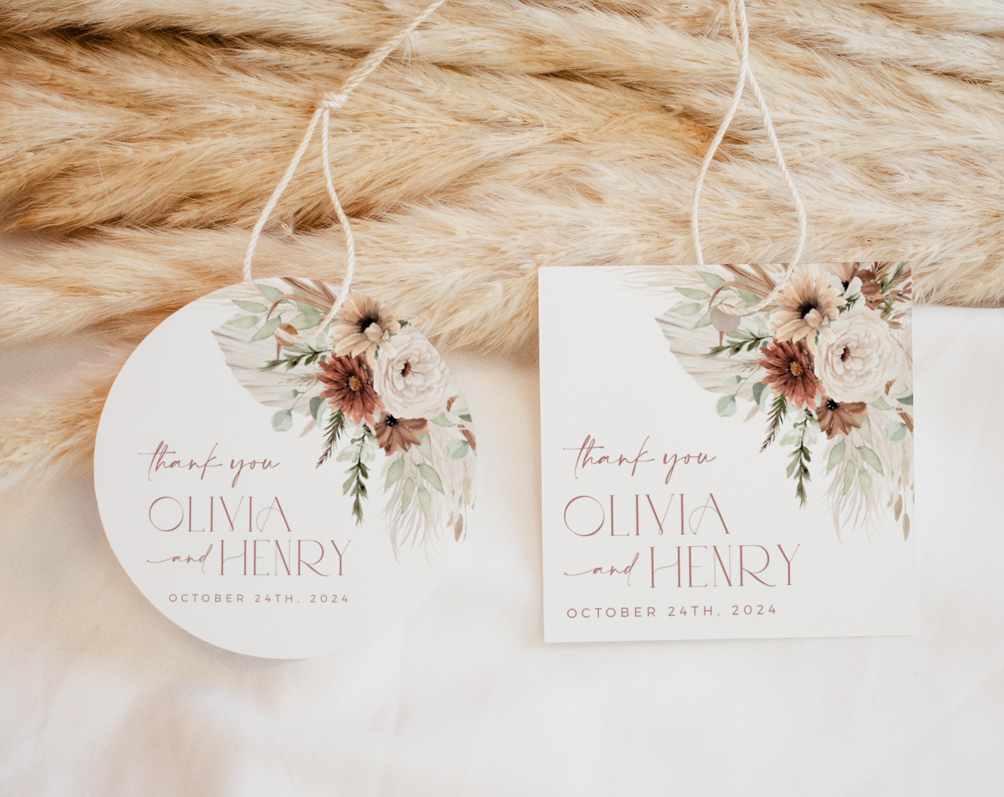 Boho Flowers Favor Tags - Gift Tags - Wedding