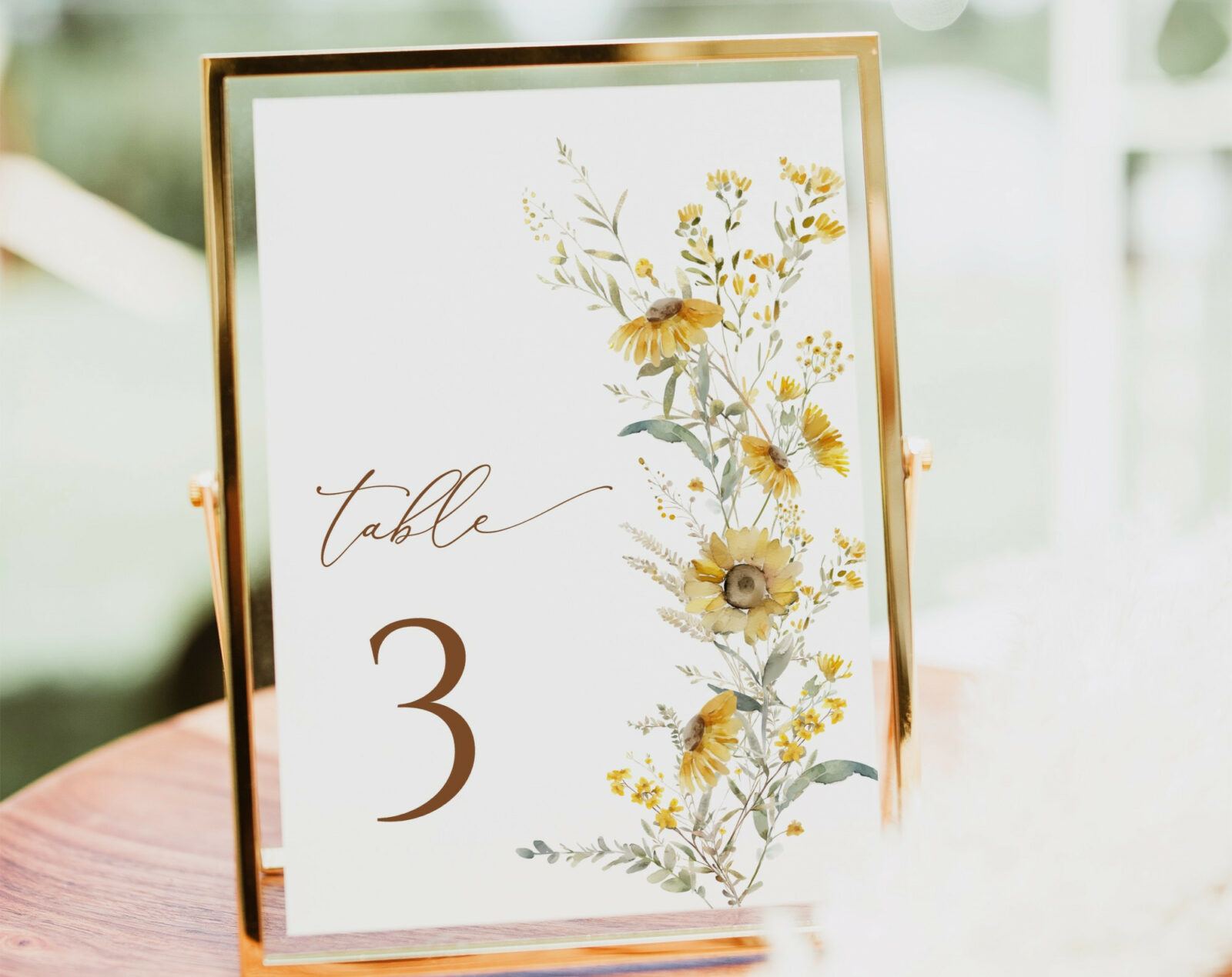 Sunflowers Table Number Sign - Bridal Shower Sign