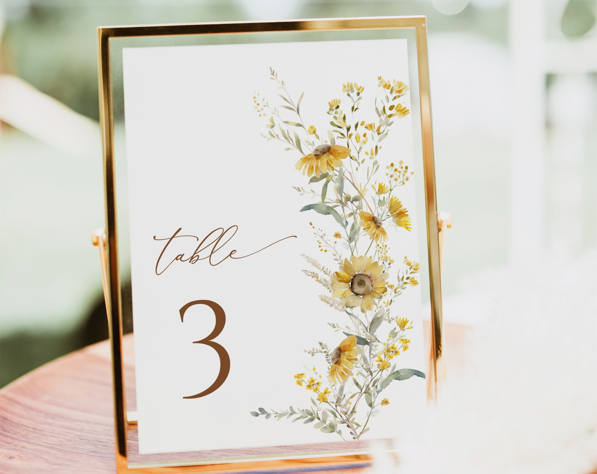 Sunflowers Table Number Sign - Bridal Shower Sign