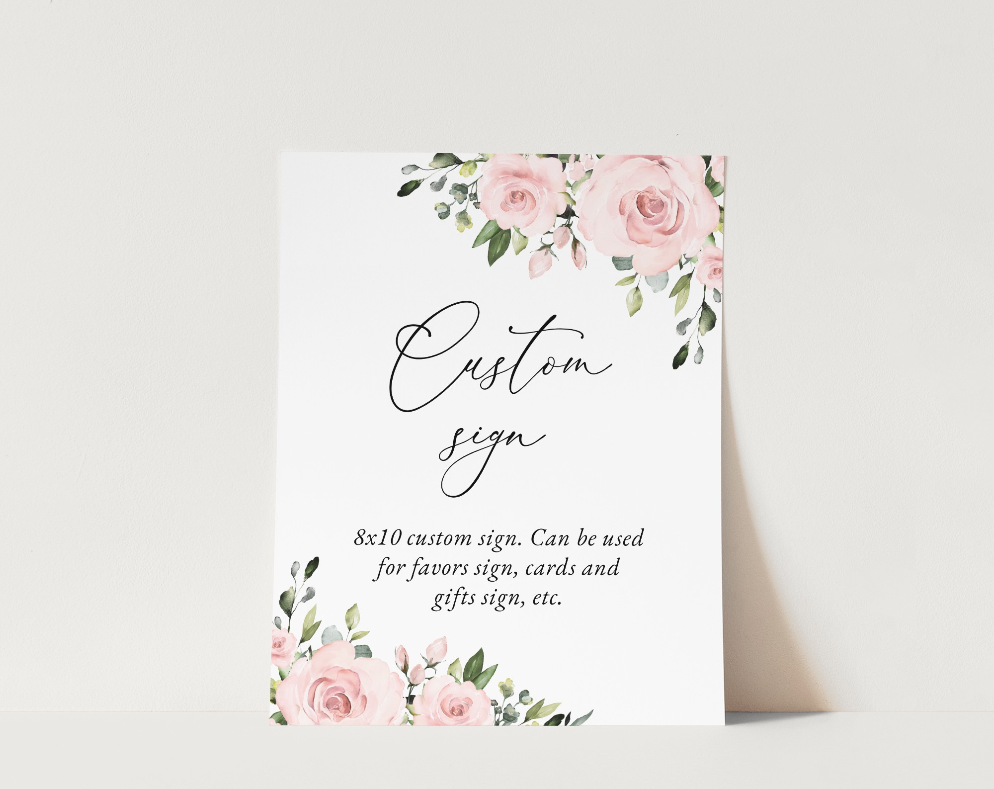 Blush Flowers Custom Sign - Wedding Sign - Party Sign