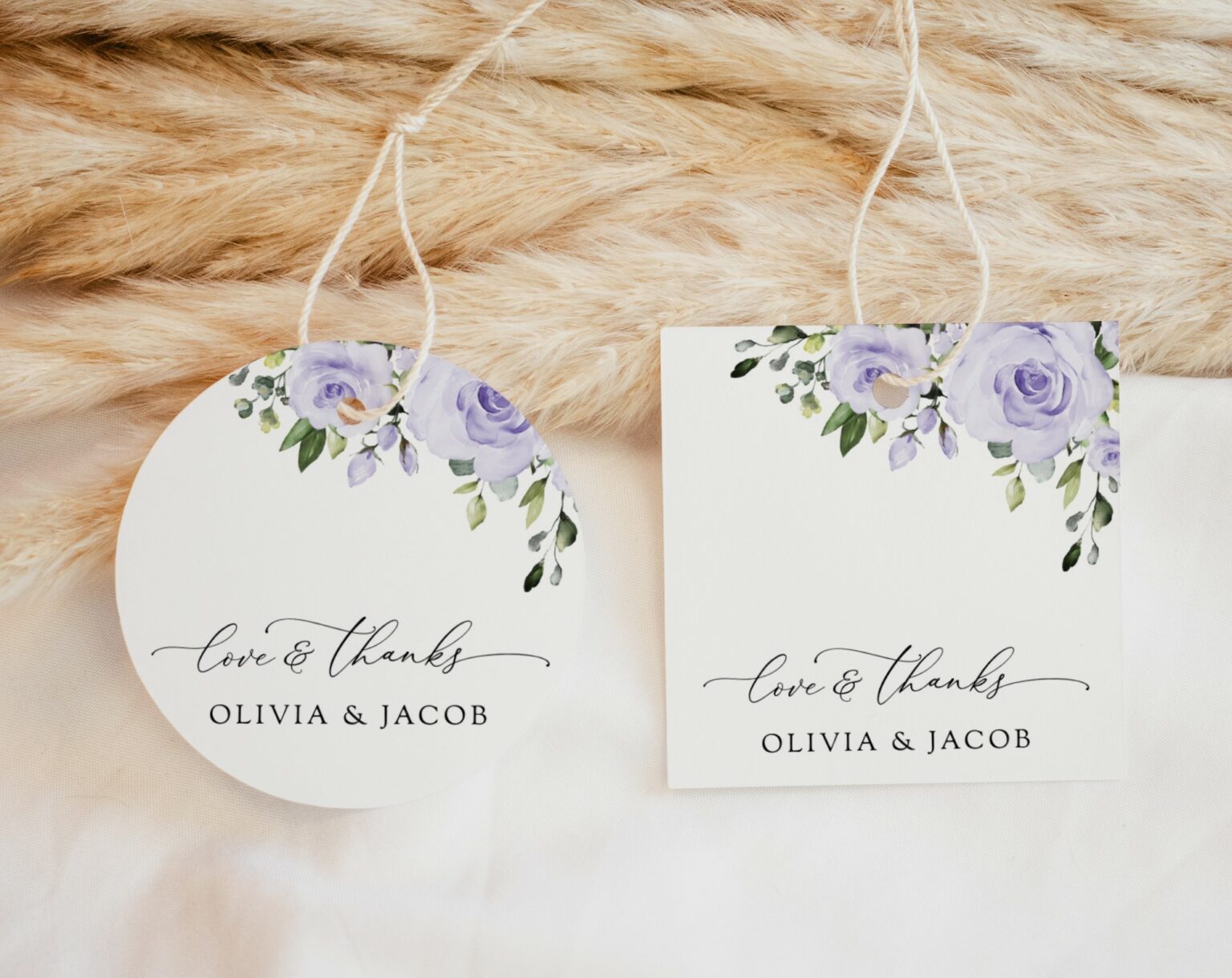 Purple Flowers Favor Tags - Gift Tags - Wedding Stationery