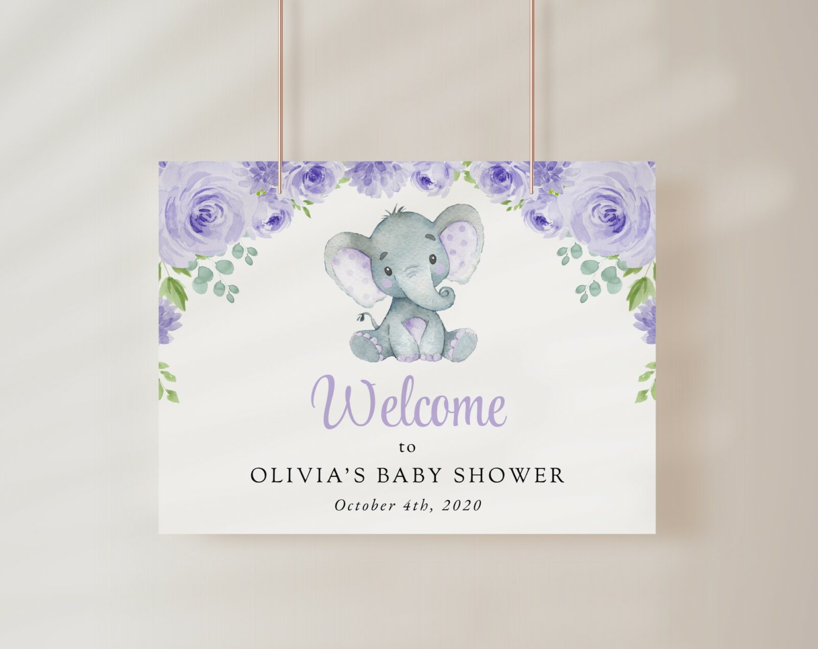 Cute Elephant Welcome Sign - Baby Shower Sign - Party Sign