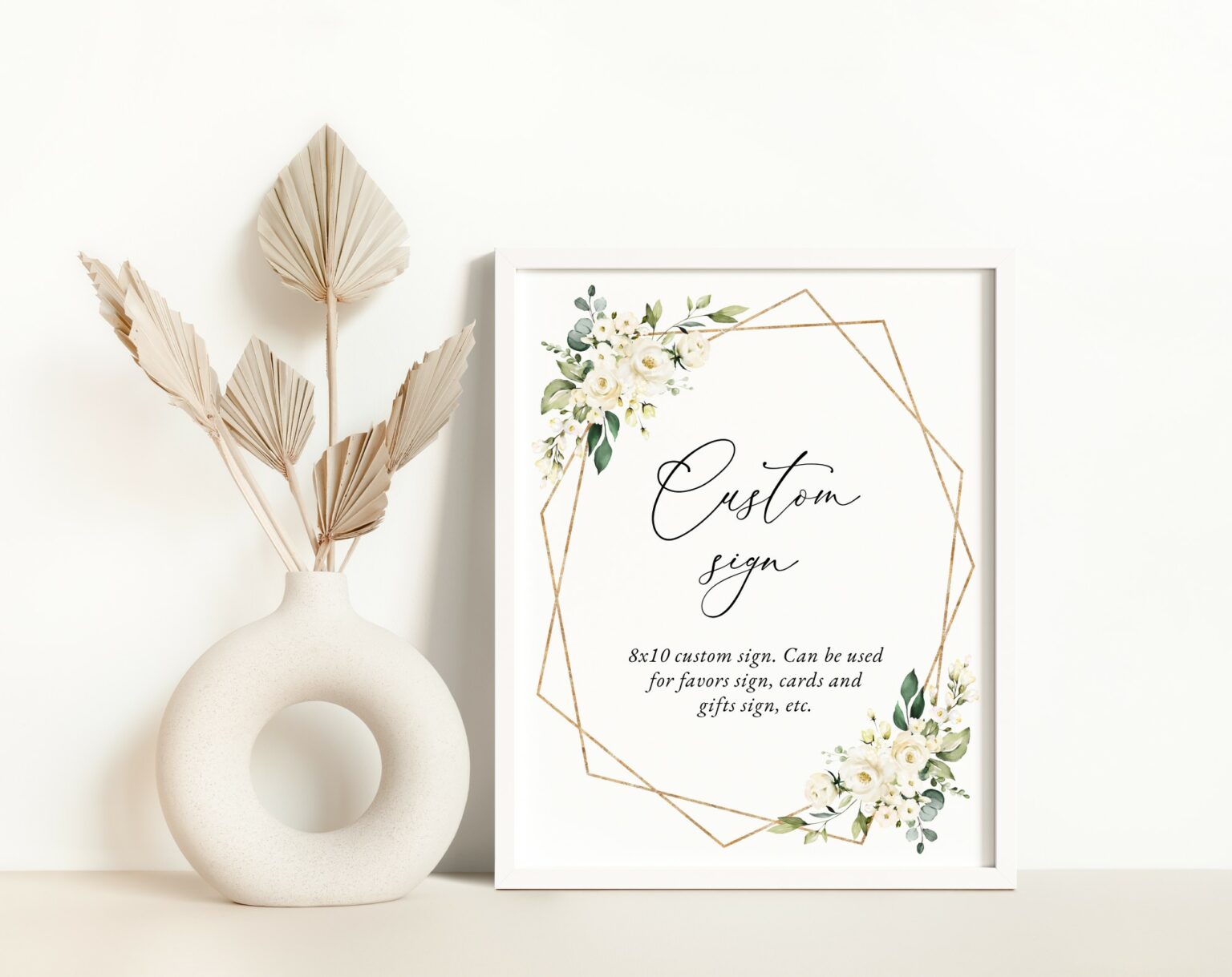 White Flowers Custom Sign - Wedding Sign - Party Sign