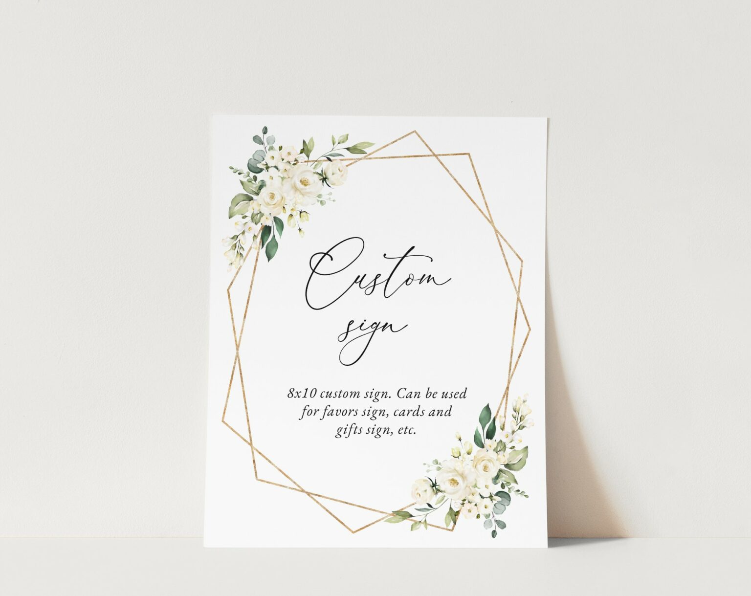 White Flowers Custom Sign - Wedding Sign - Party Sign