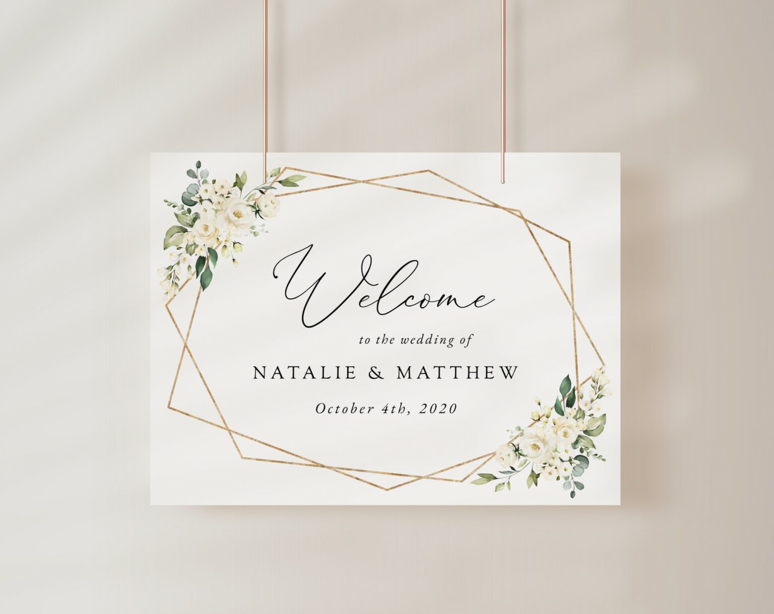 White Flowers Custom Sign - Wedding Sign - Party Sign
