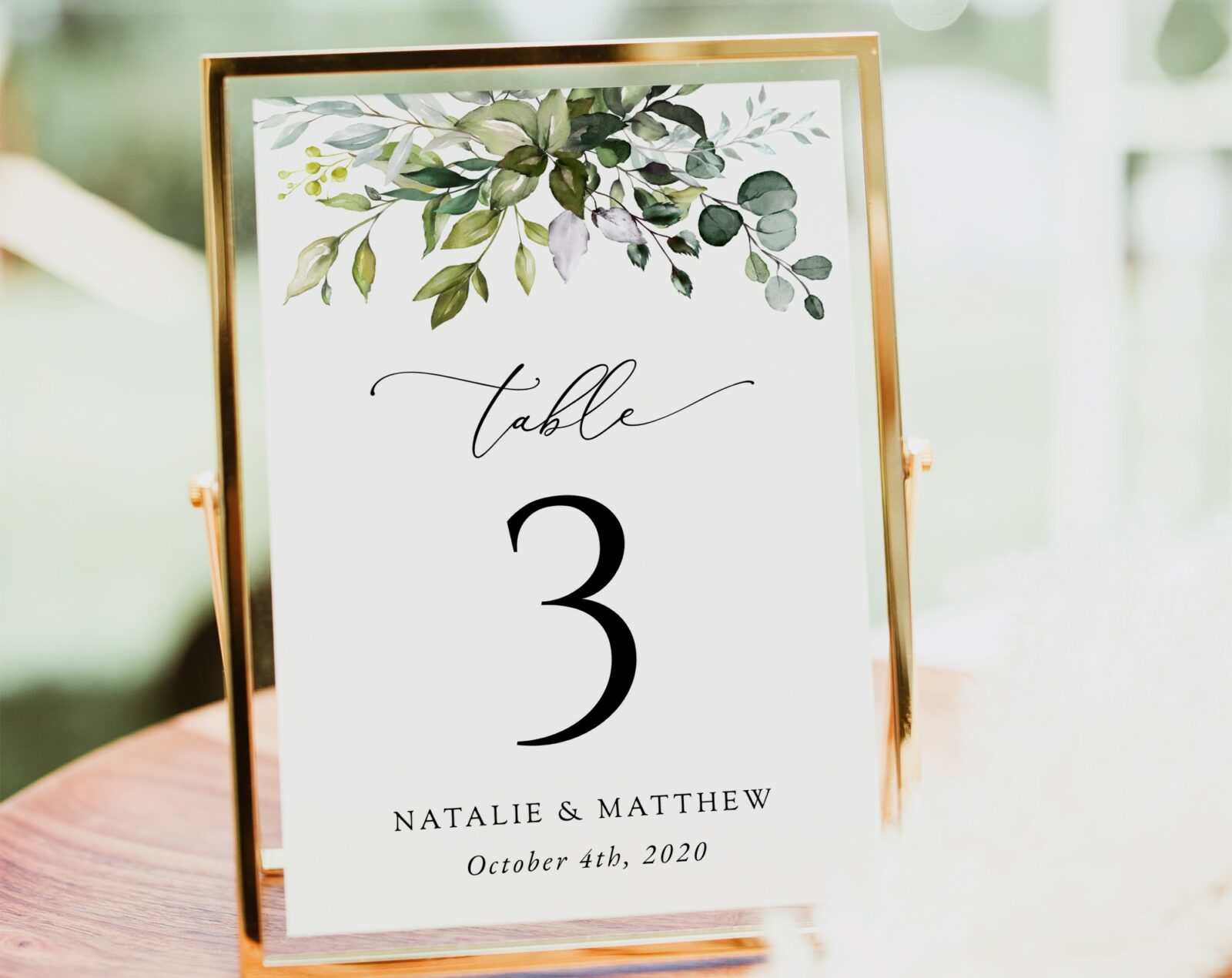 Eucalyptus Leaves Table Number Sign - Wedding Sign