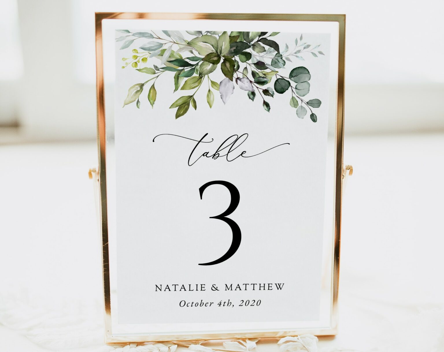 Eucalyptus Leaves Table Number Sign - Wedding Sign