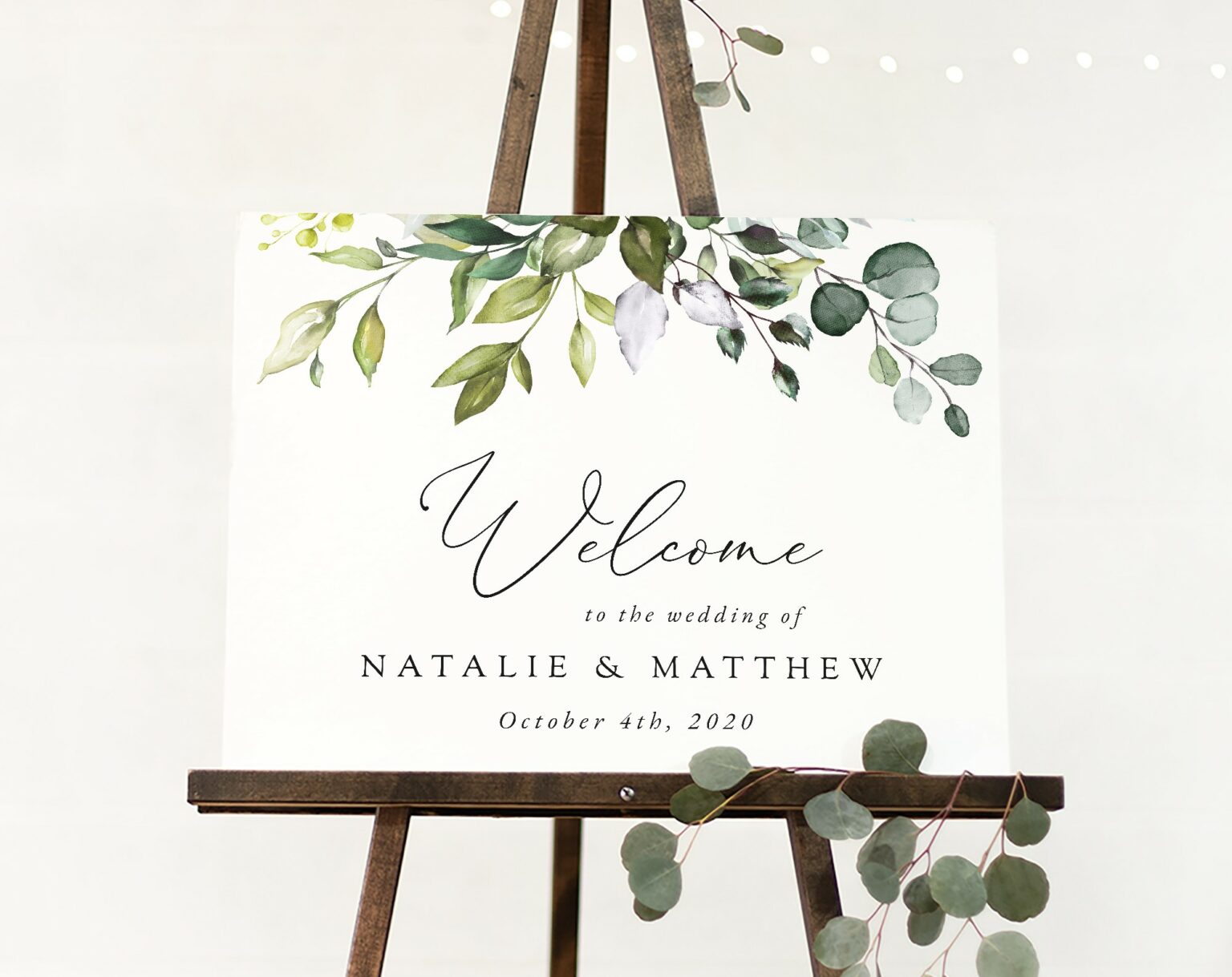 Eucalyptus Leaves Custom Sign - Wedding Sign - Party Sign