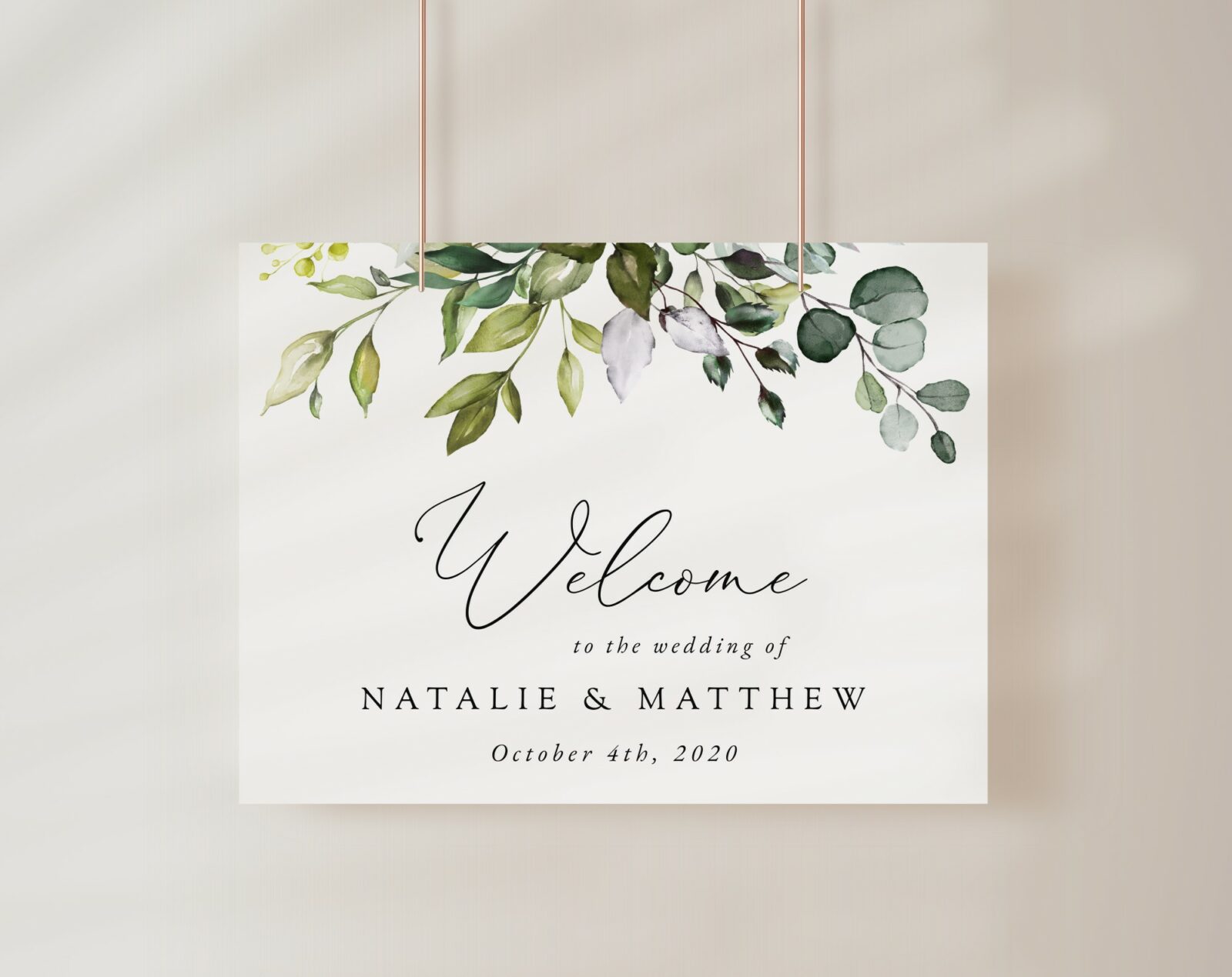Eucalyptus Leaves Welcome Sign - Wedding Sign