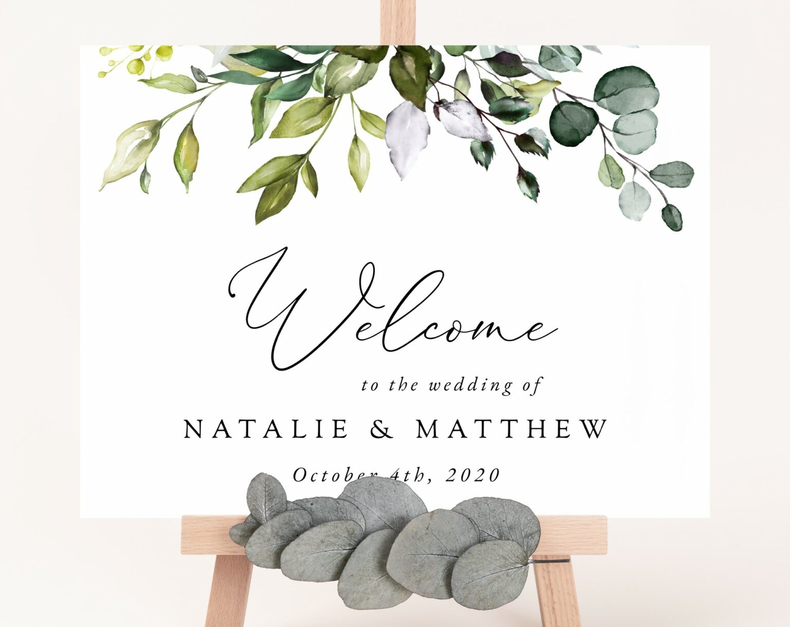 Eucalyptus Leaves Welcome Sign - Wedding Sign