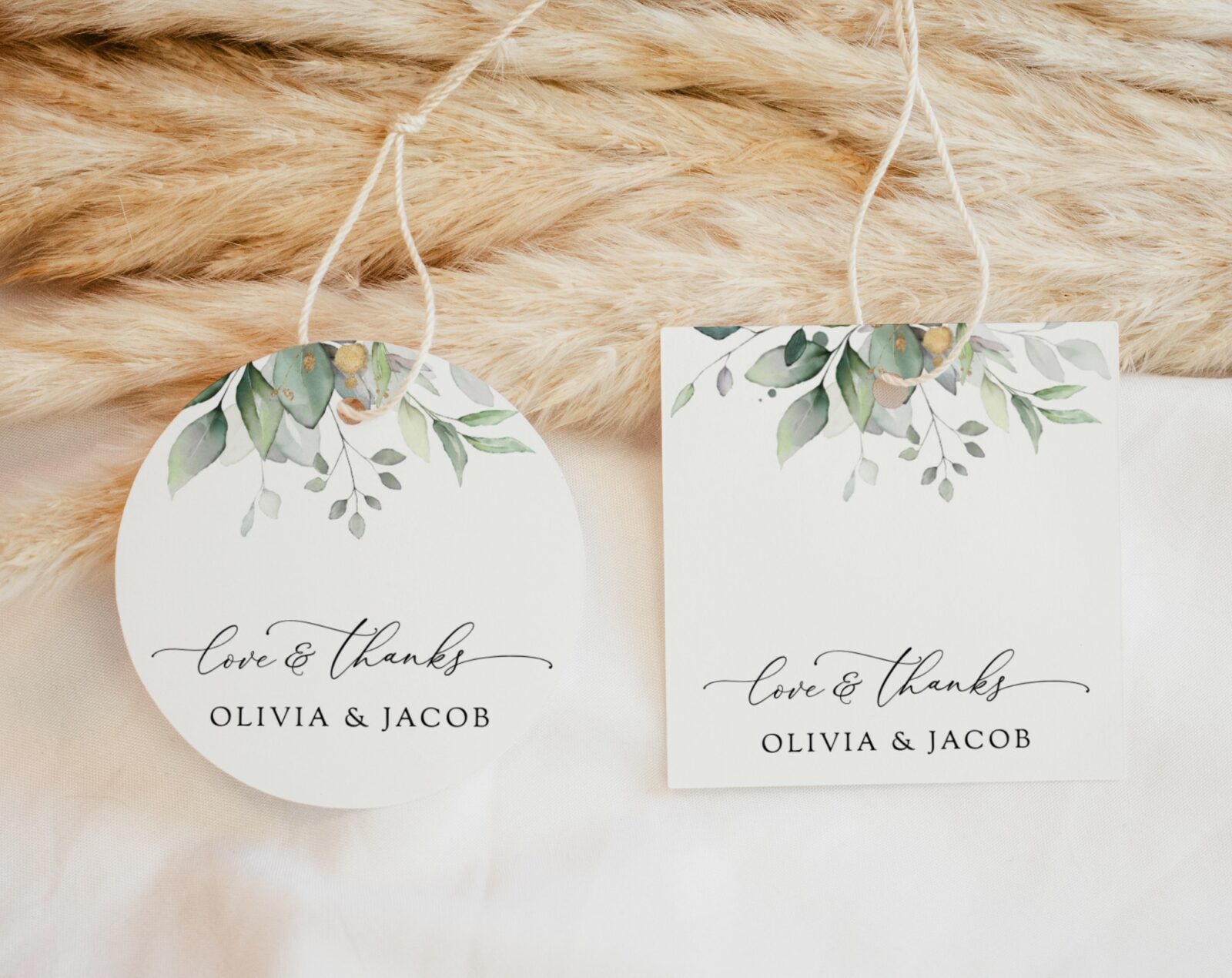 Greenery and Gold Favor Tags - Gift Tags - Wedding Stationery