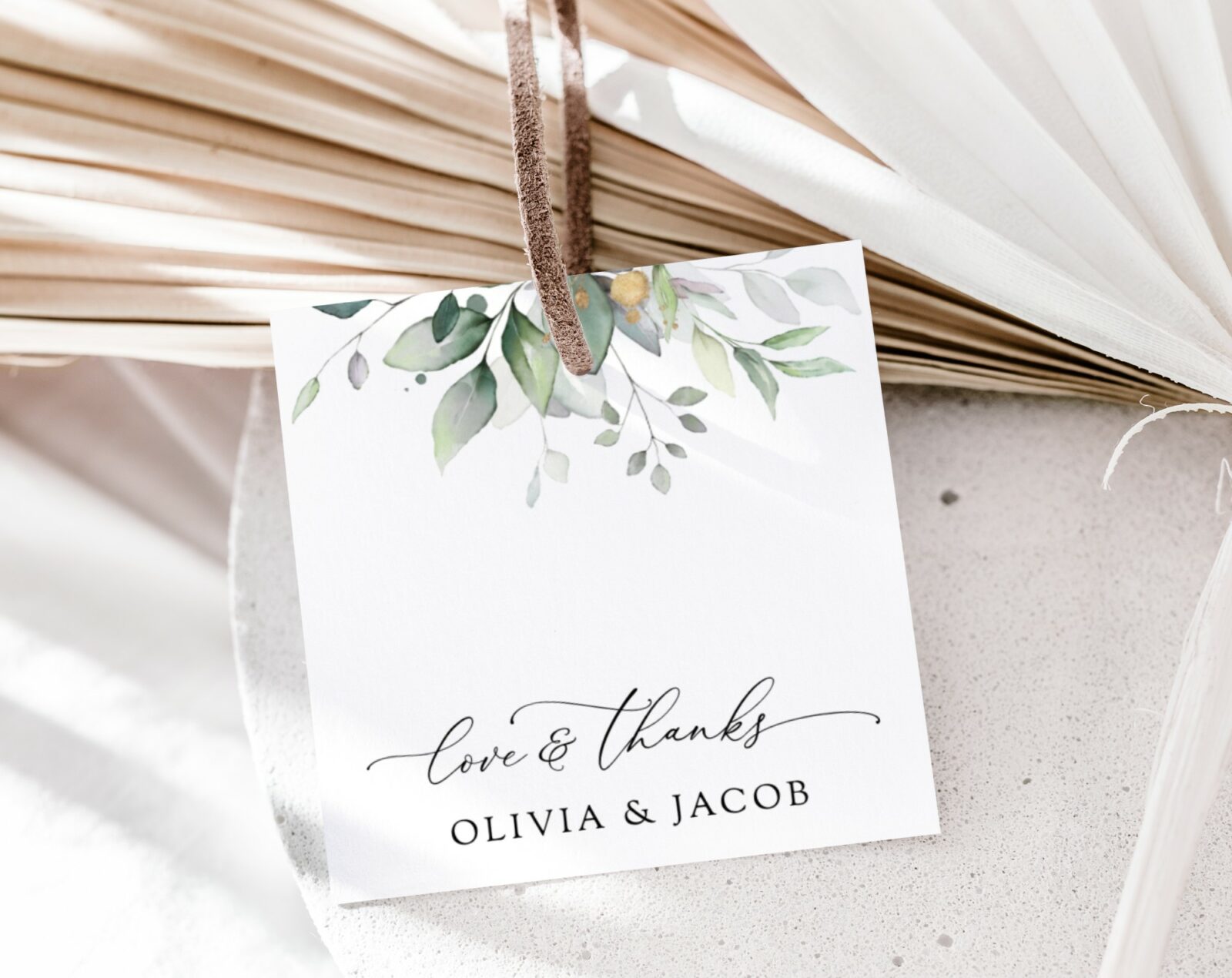 Greenery and Gold Favor Tags - Gift Tags - Wedding Stationery