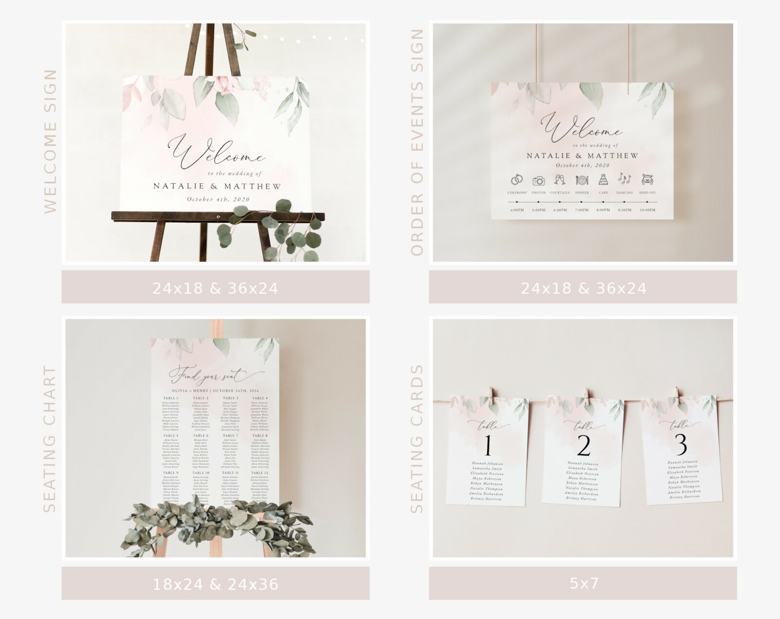 Blush Pink Flowers Wedding Bundle - Wedding Stationery