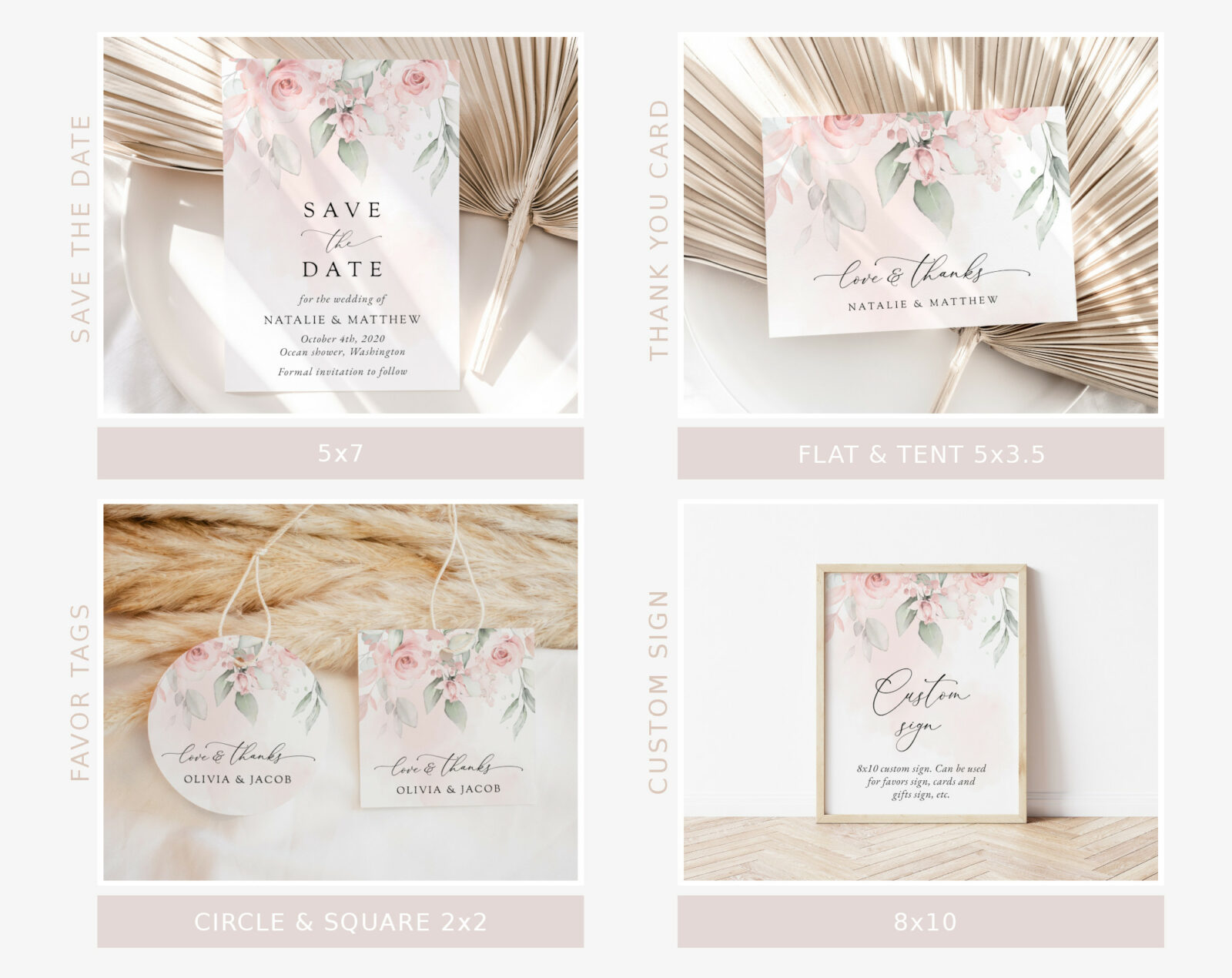 Blush Pink Flowers Wedding Bundle - Wedding Stationery