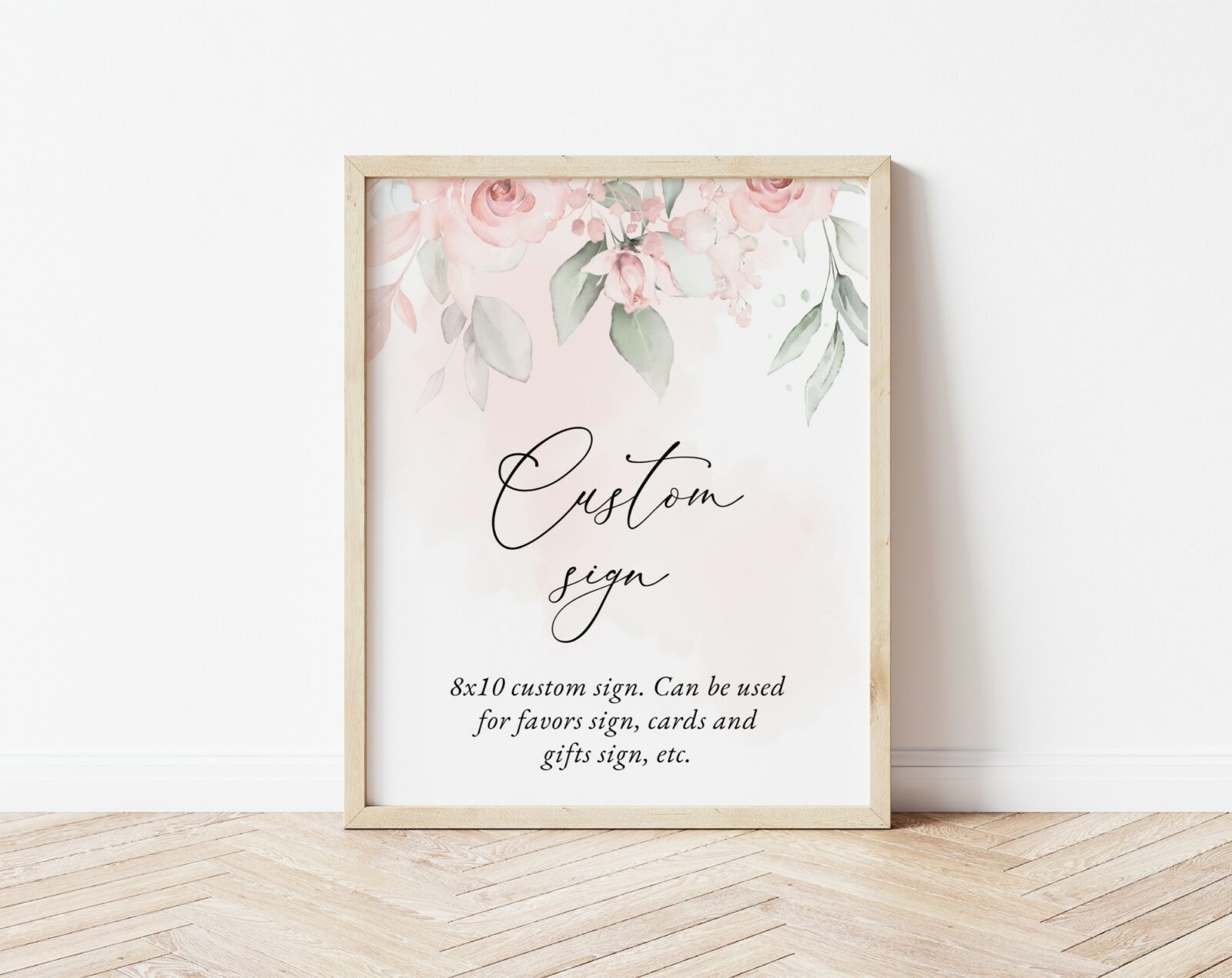 Blush Pink Flowers Custom Sign - Wedding Sign - Party Sign