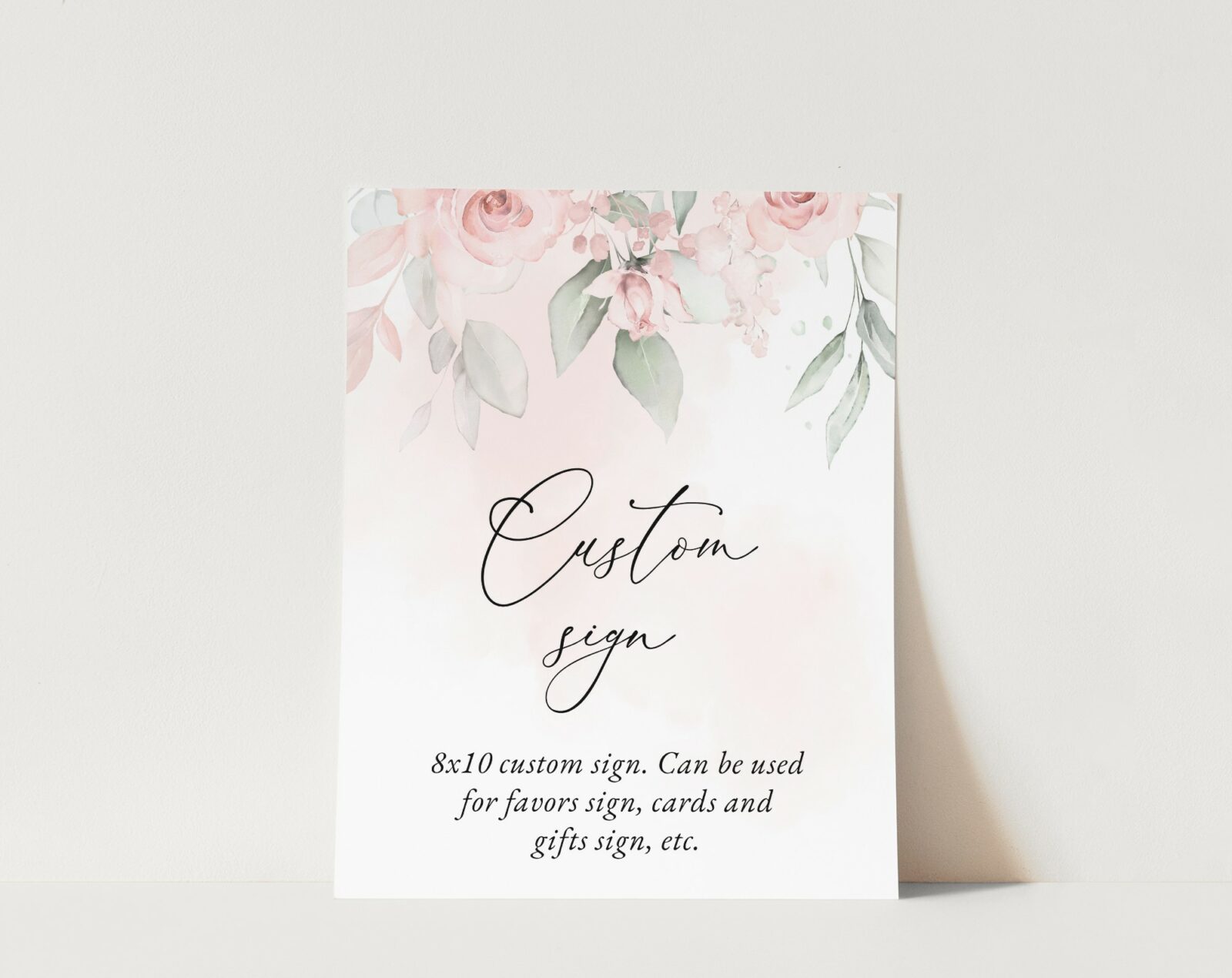 Blush Pink Flowers Custom Sign - Wedding Sign - Party Sign
