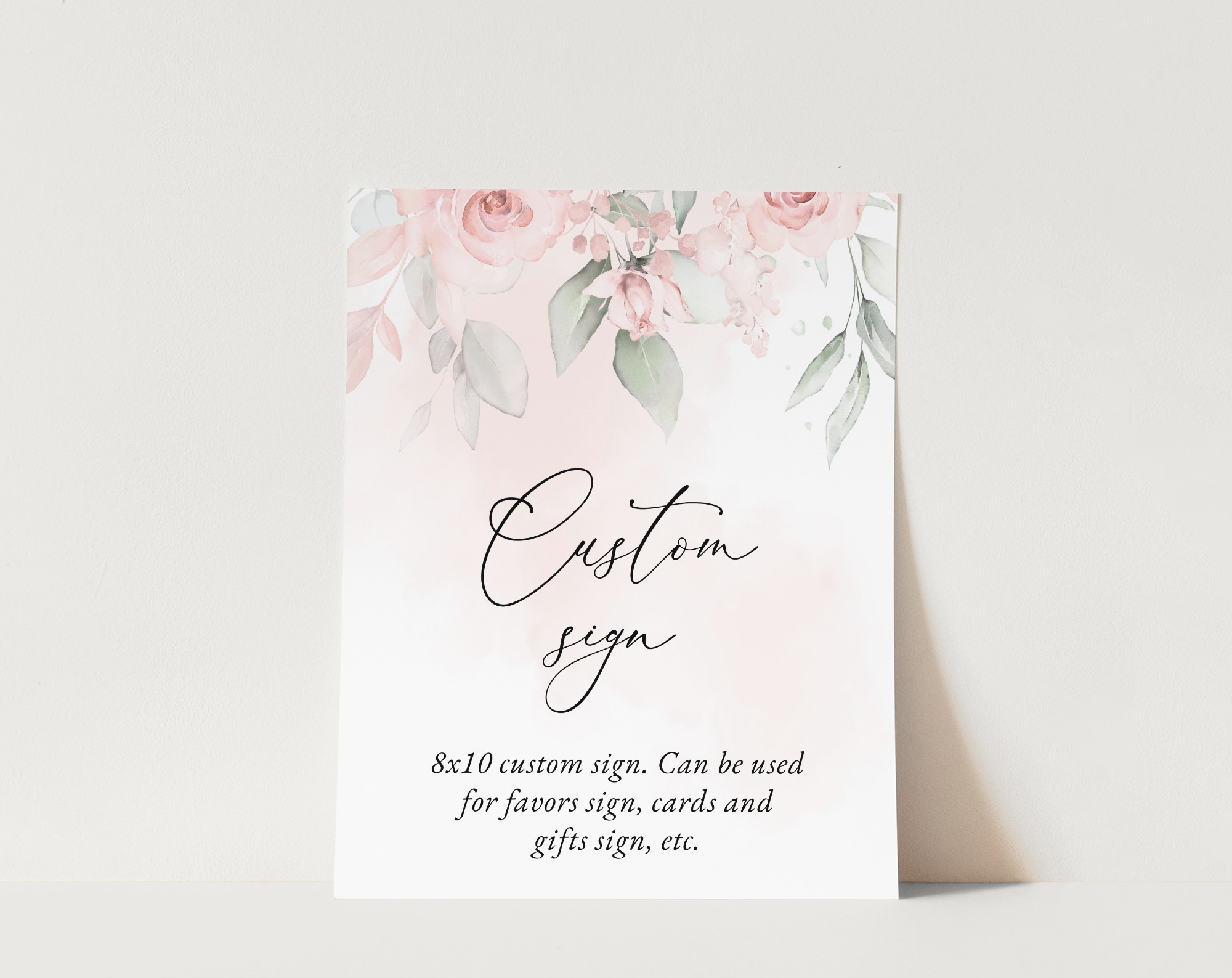 Blush Pink Flowers Custom Sign - Wedding Sign - Party Sign