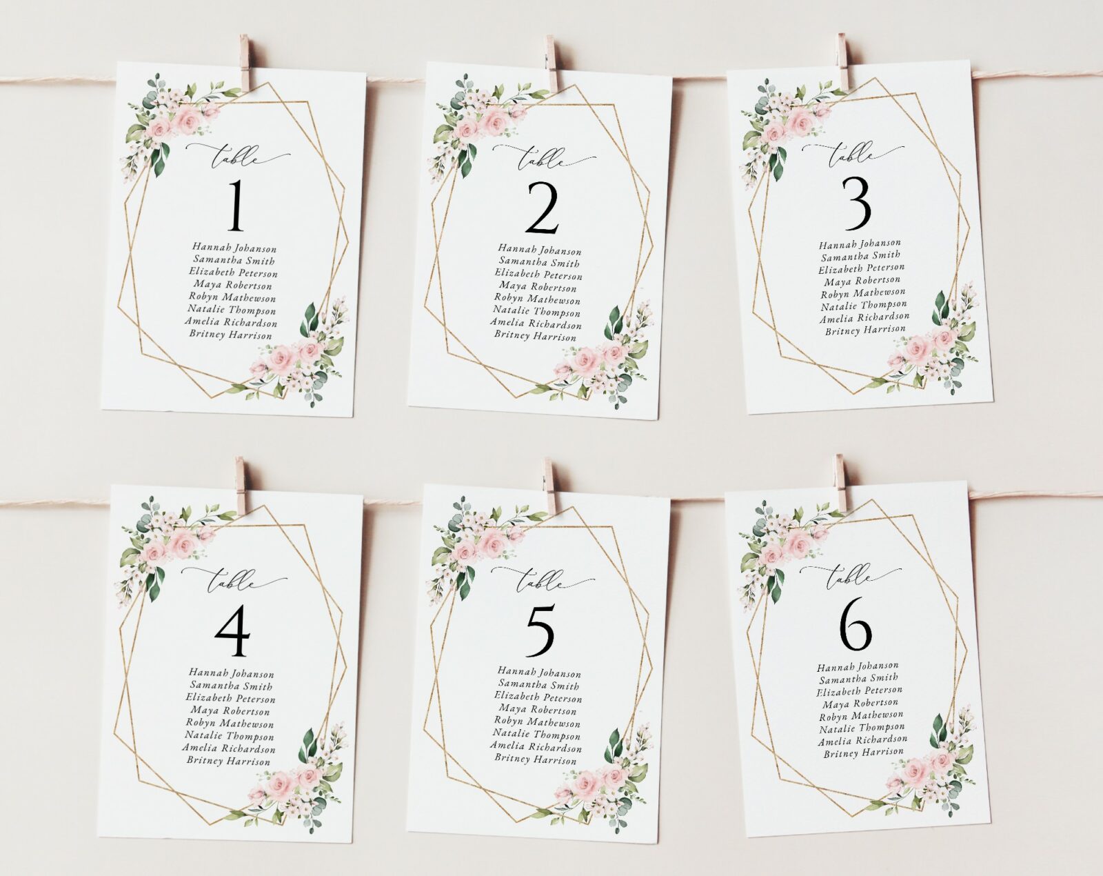 Pink Flowers Seating Cards - Seating Chart - Find Your Seat