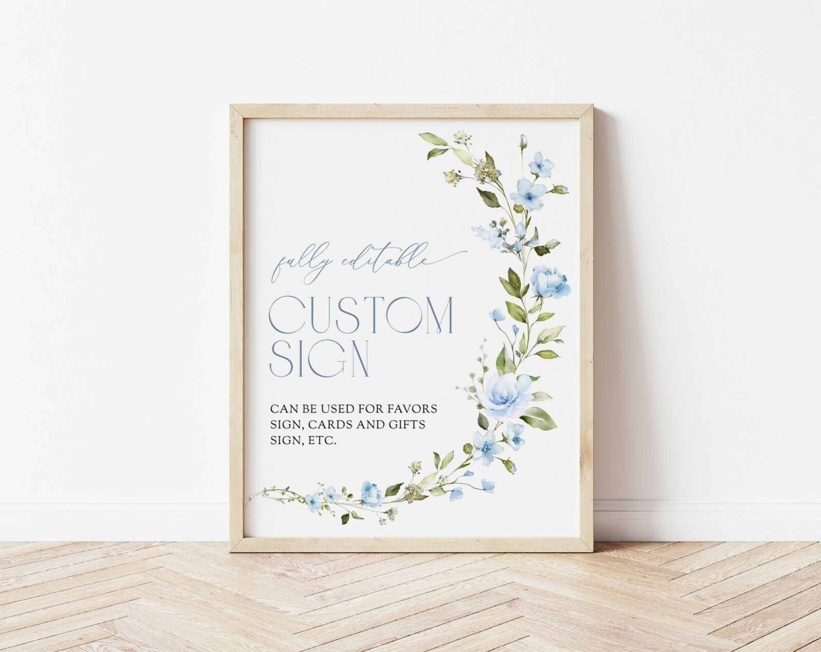 Blue Flowers Custom Sign - Bridal Shower Sign - Party Sign