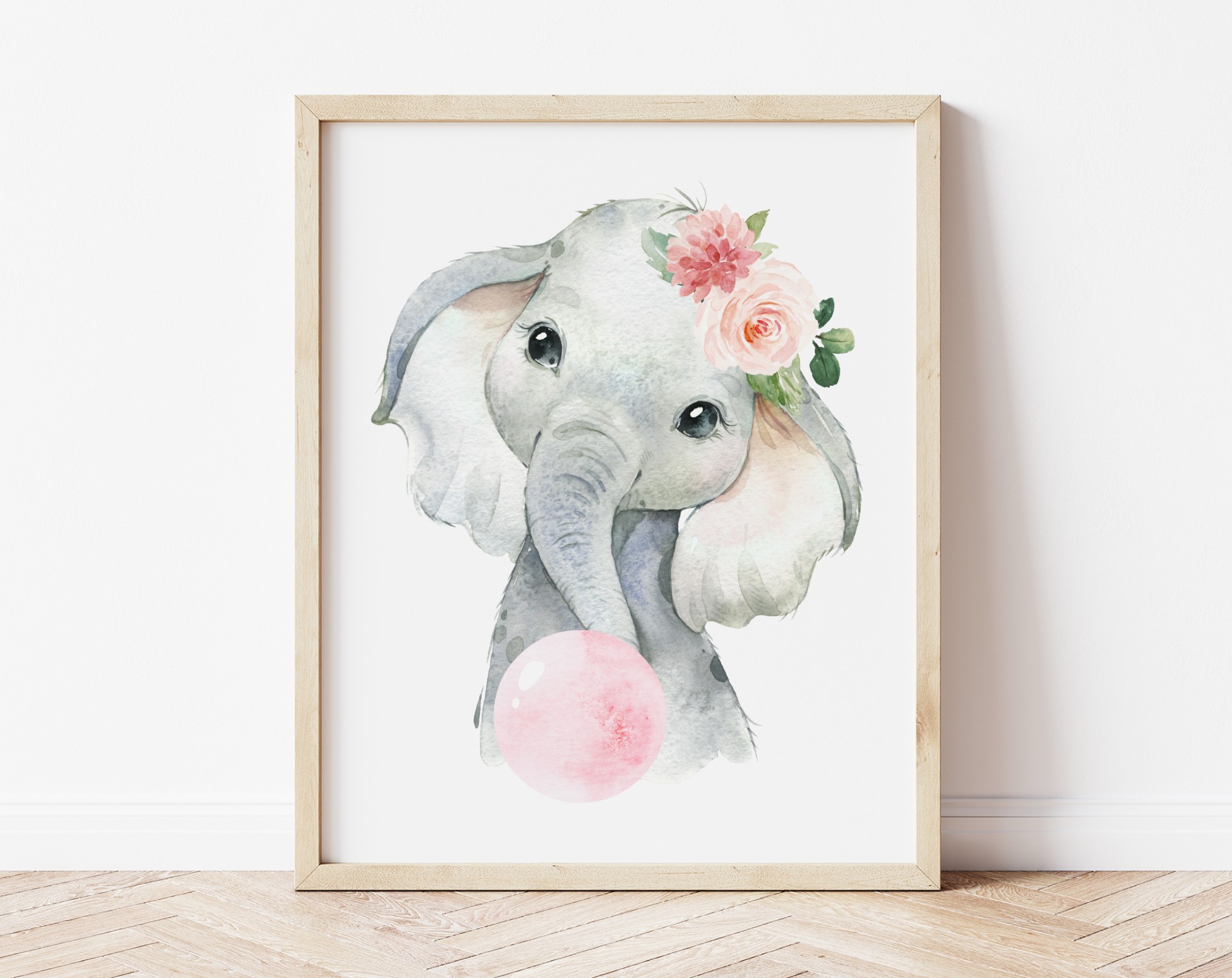 Pink Bubble Gum Jungle Animals Nursery Prints - Set of 3