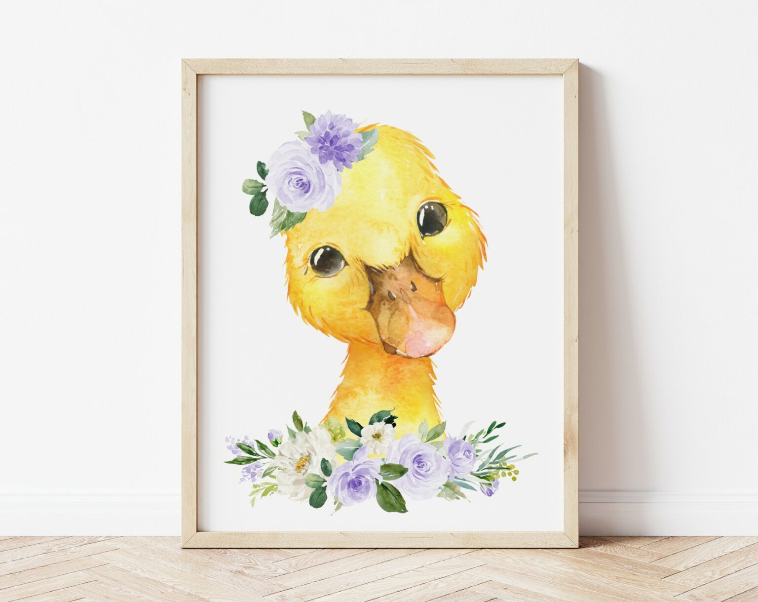Purple Flowers Farm Animals Nursery Prints - Set of 3 - Wall Art