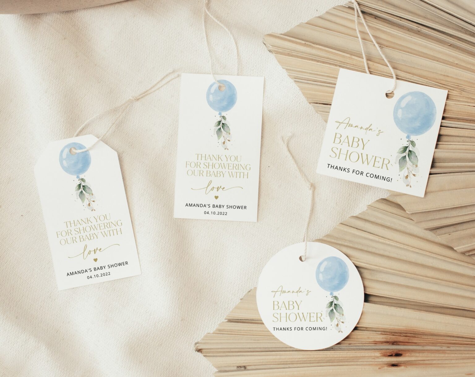 Blue Balloon Favor Tags - Gift Tags - Baby Shower