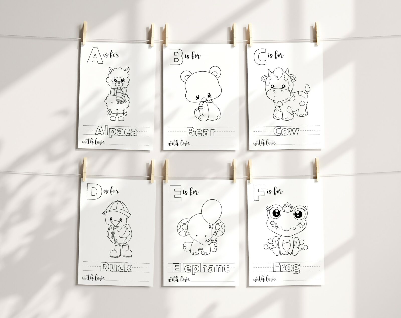 Baby's First Animals ABC Book - Coloring Pages - Shower Activity