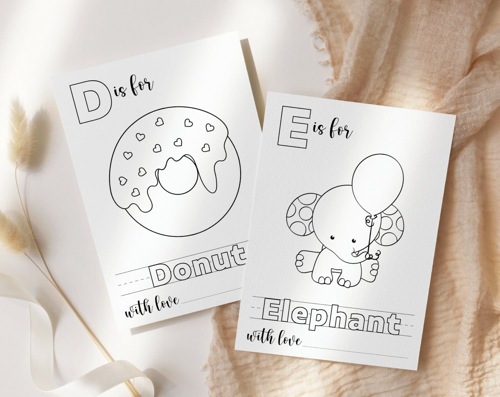 Baby's First ABC Book - Baby Shower Activity - Strawberry and Hearts