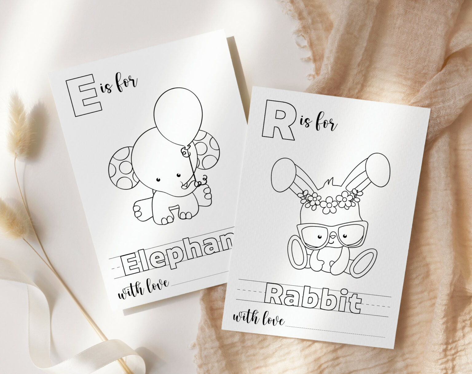 Baby's First Animals ABC Book - Coloring Pages - Shower Activity